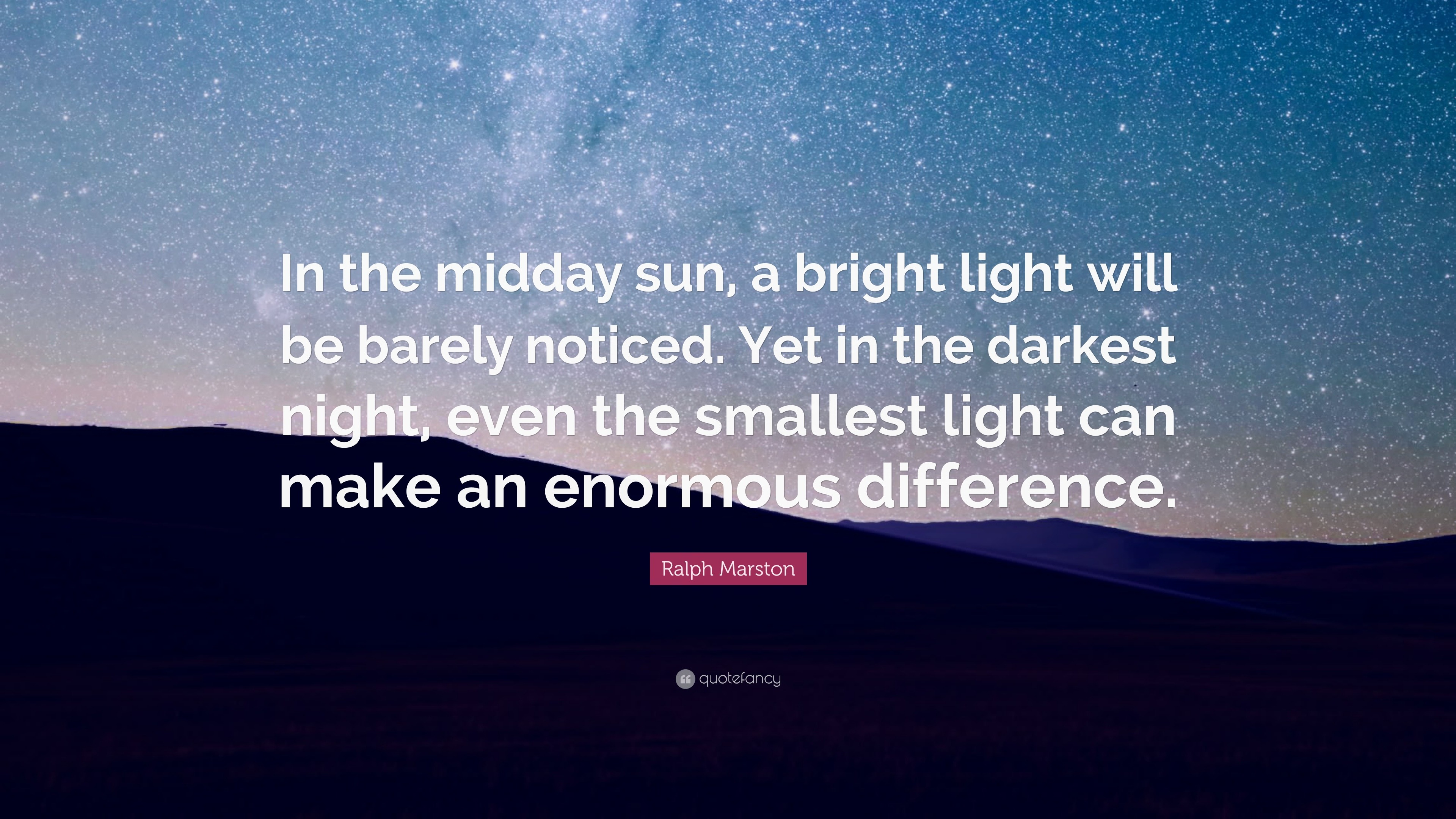 Ralph Marston Quote: “In the midday sun, a bright light will be barely ...