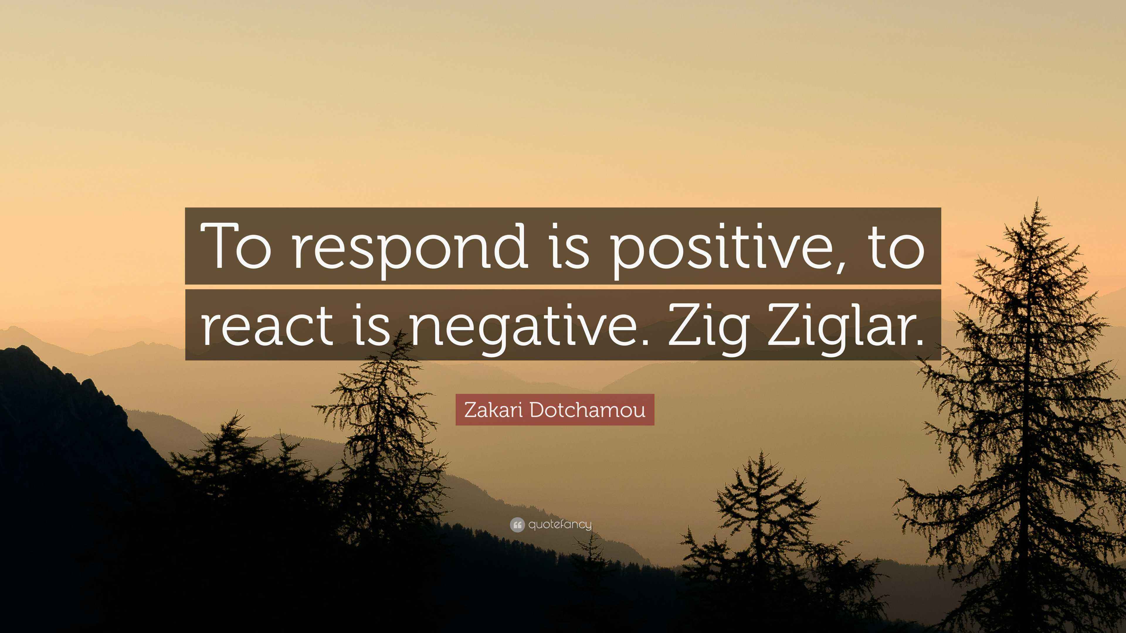 Zakari Dotchamou Quote: “To respond is positive, to react is negative ...