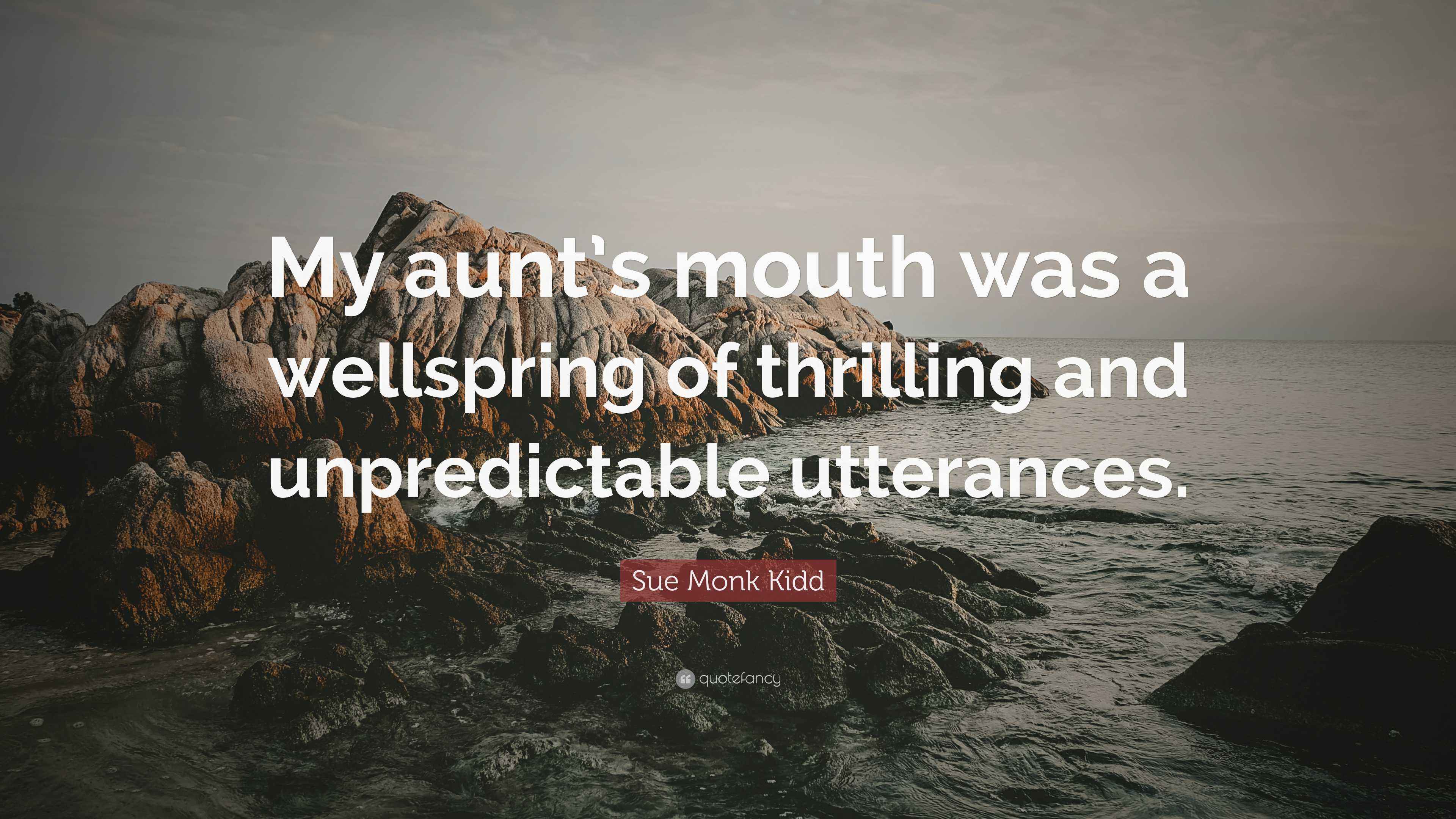 Sue Monk Kidd Quote: “My aunt’s mouth was a wellspring of thrilling and ...