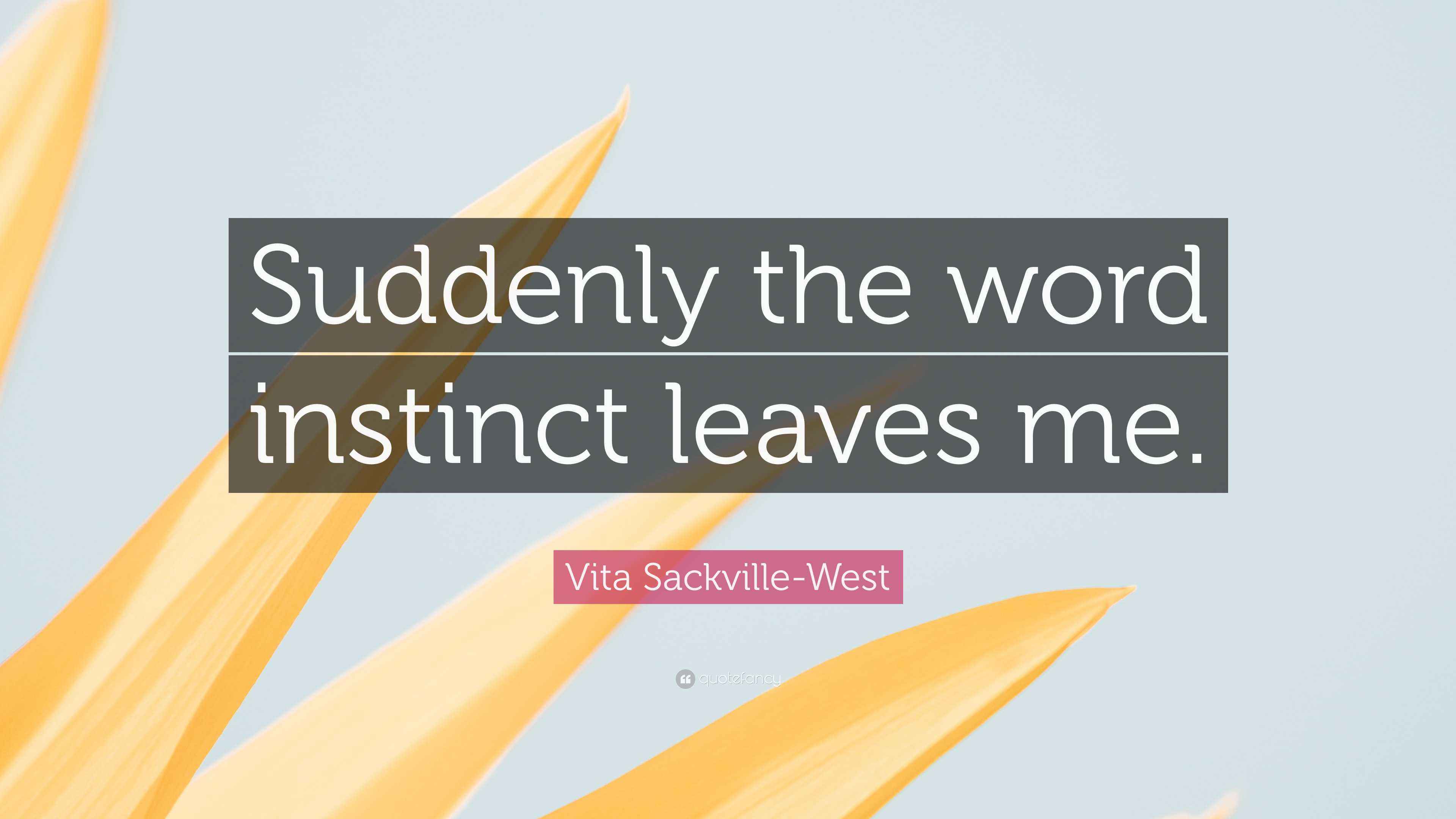 Vita Sackville-West Quote: “Suddenly the word instinct leaves me.”