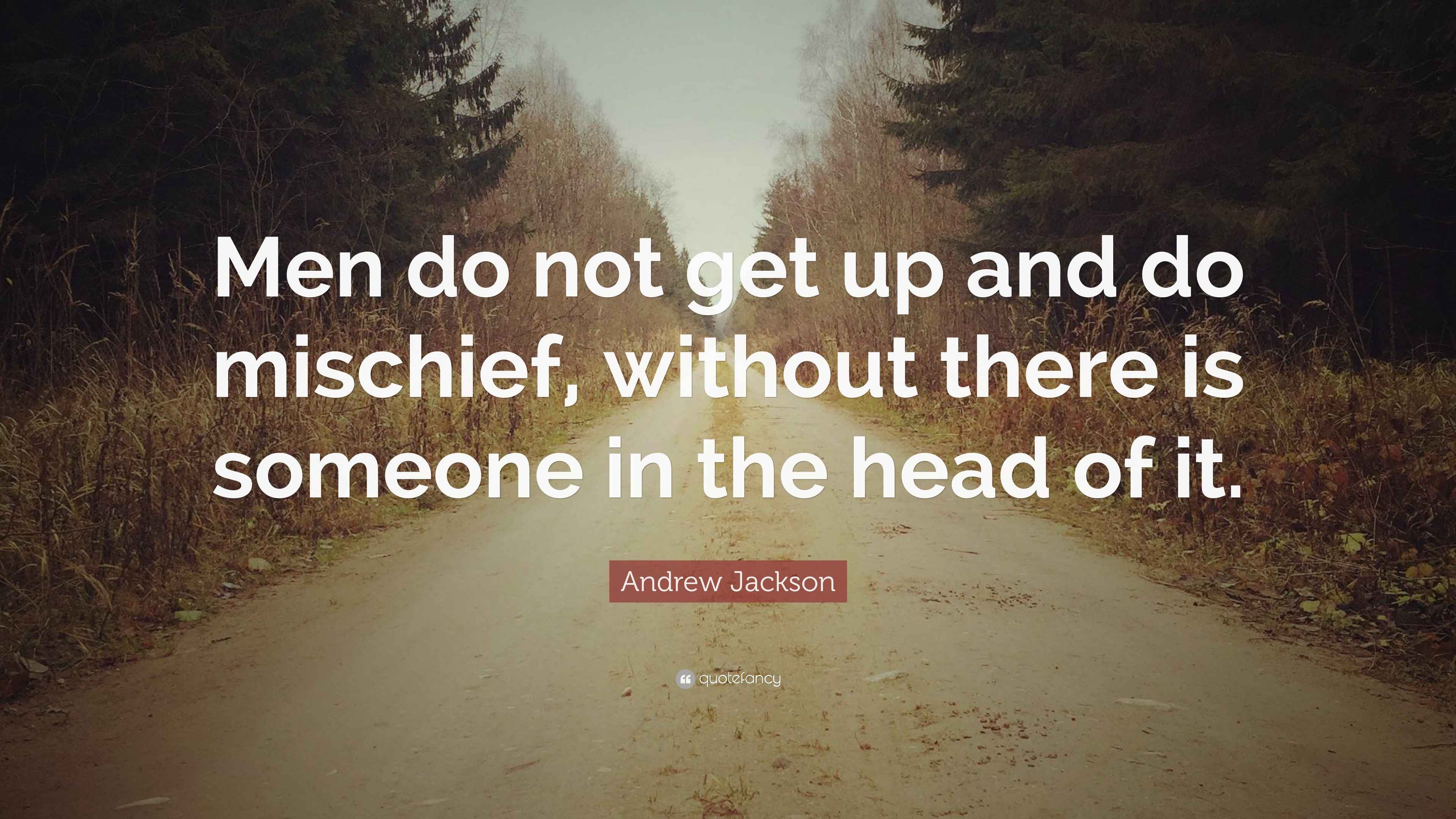 Andrew Jackson Quote: “Men do not get up and do mischief, without there ...