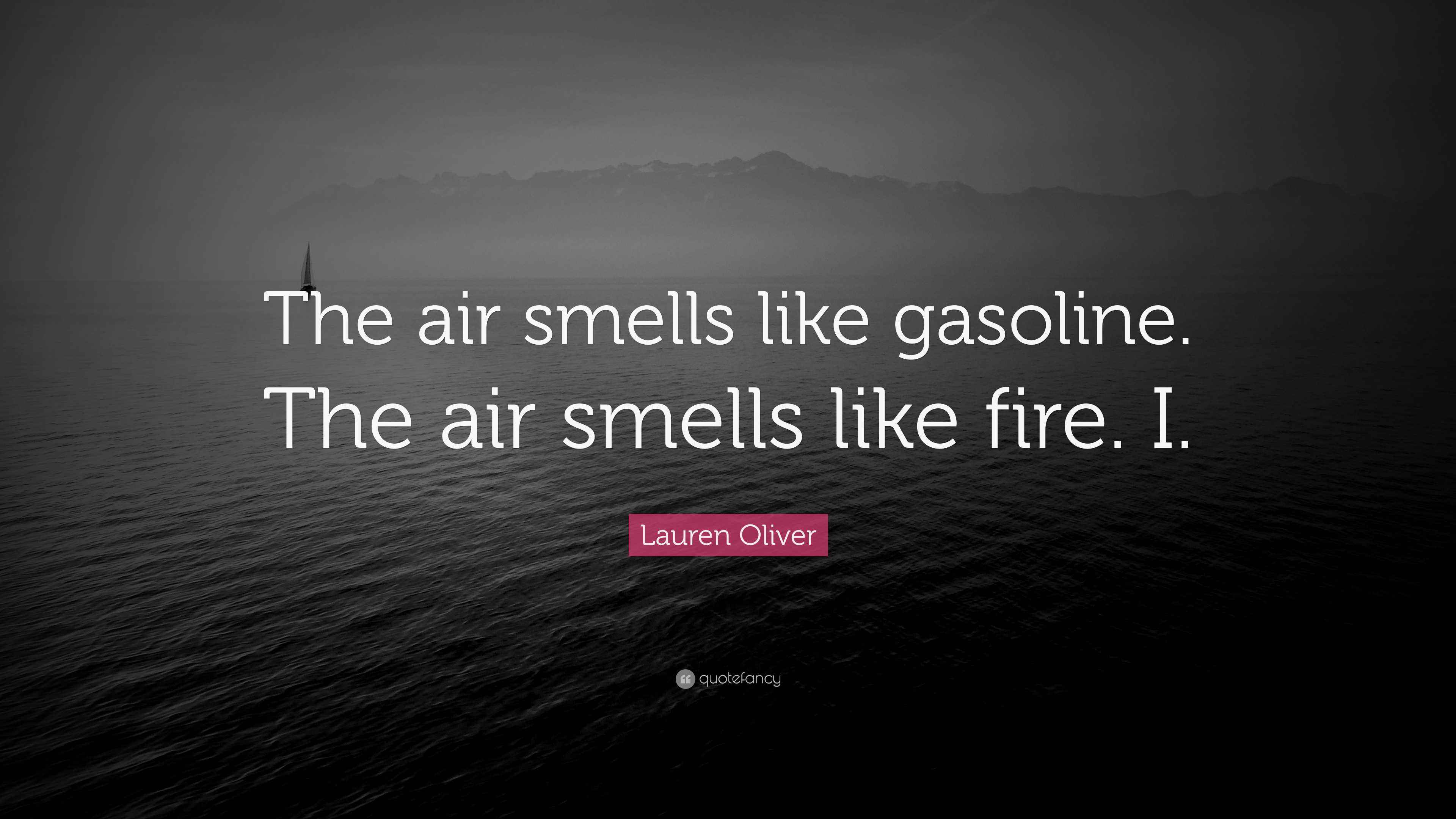 Lauren Oliver Quote: “The air smells like gasoline. The air smells like ...