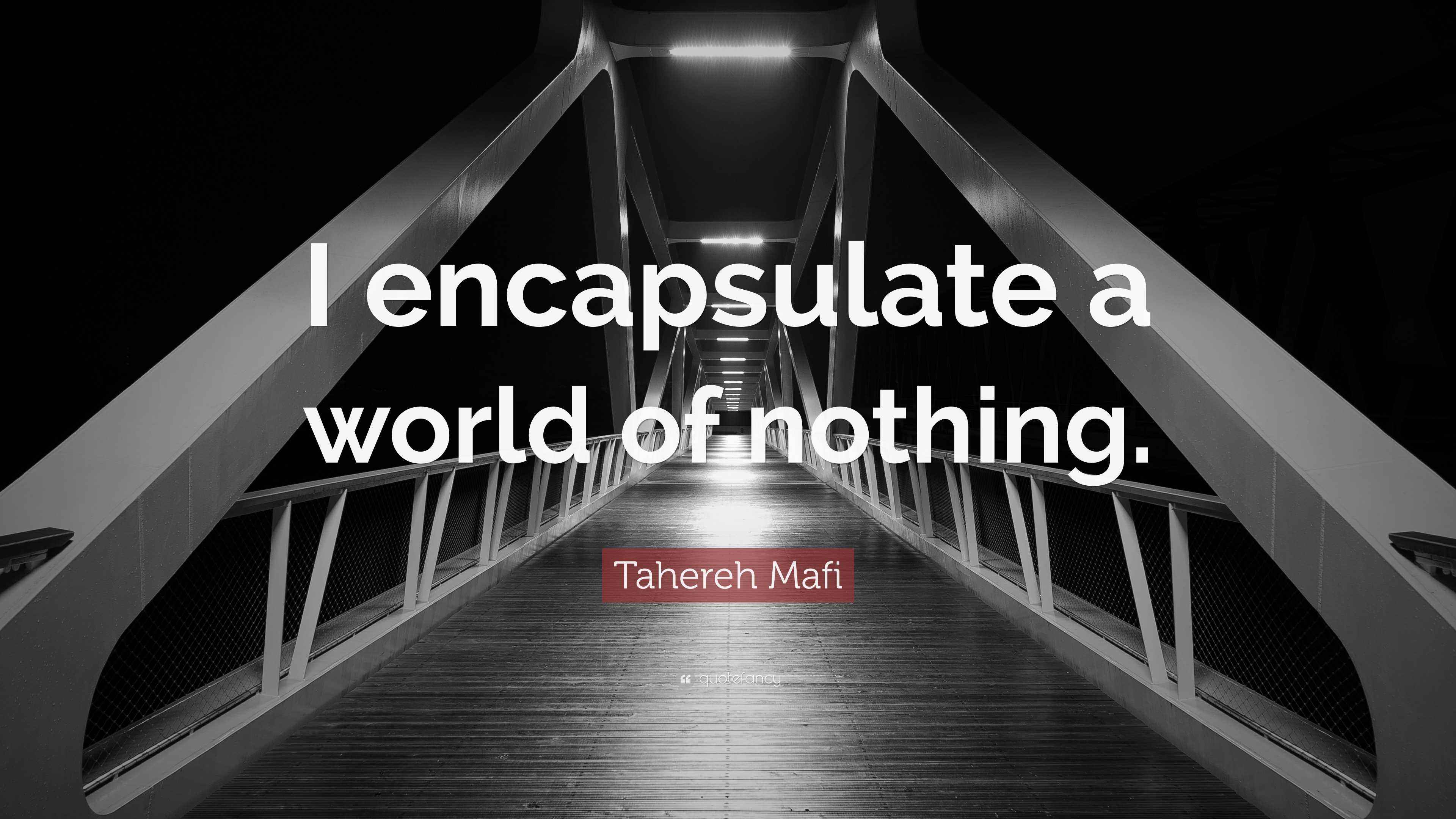 Tahereh Mafi Quote: “I encapsulate a world of nothing.”