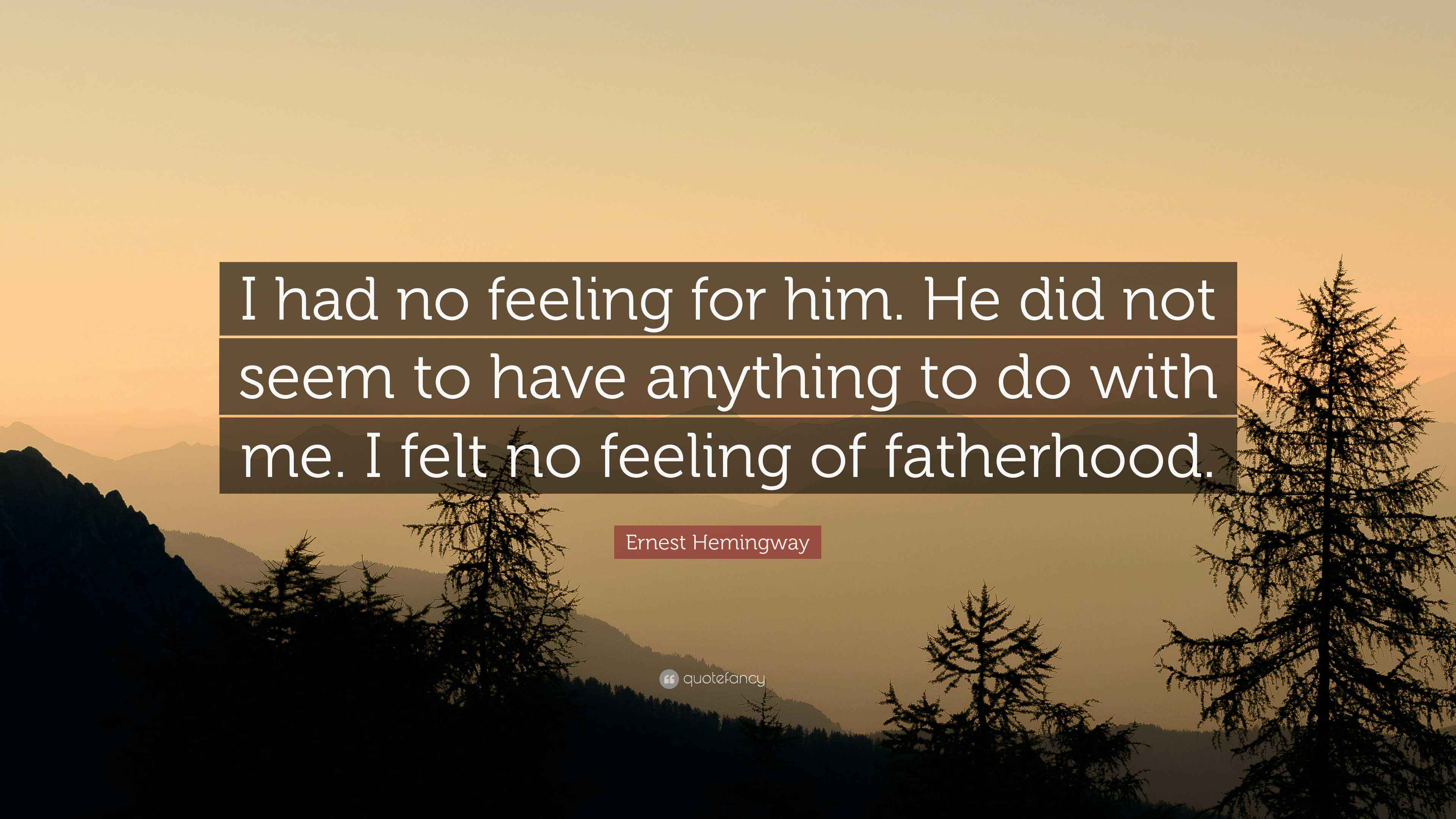 Ernest Hemingway Quote: “I had no feeling for him. He did not seem to ...