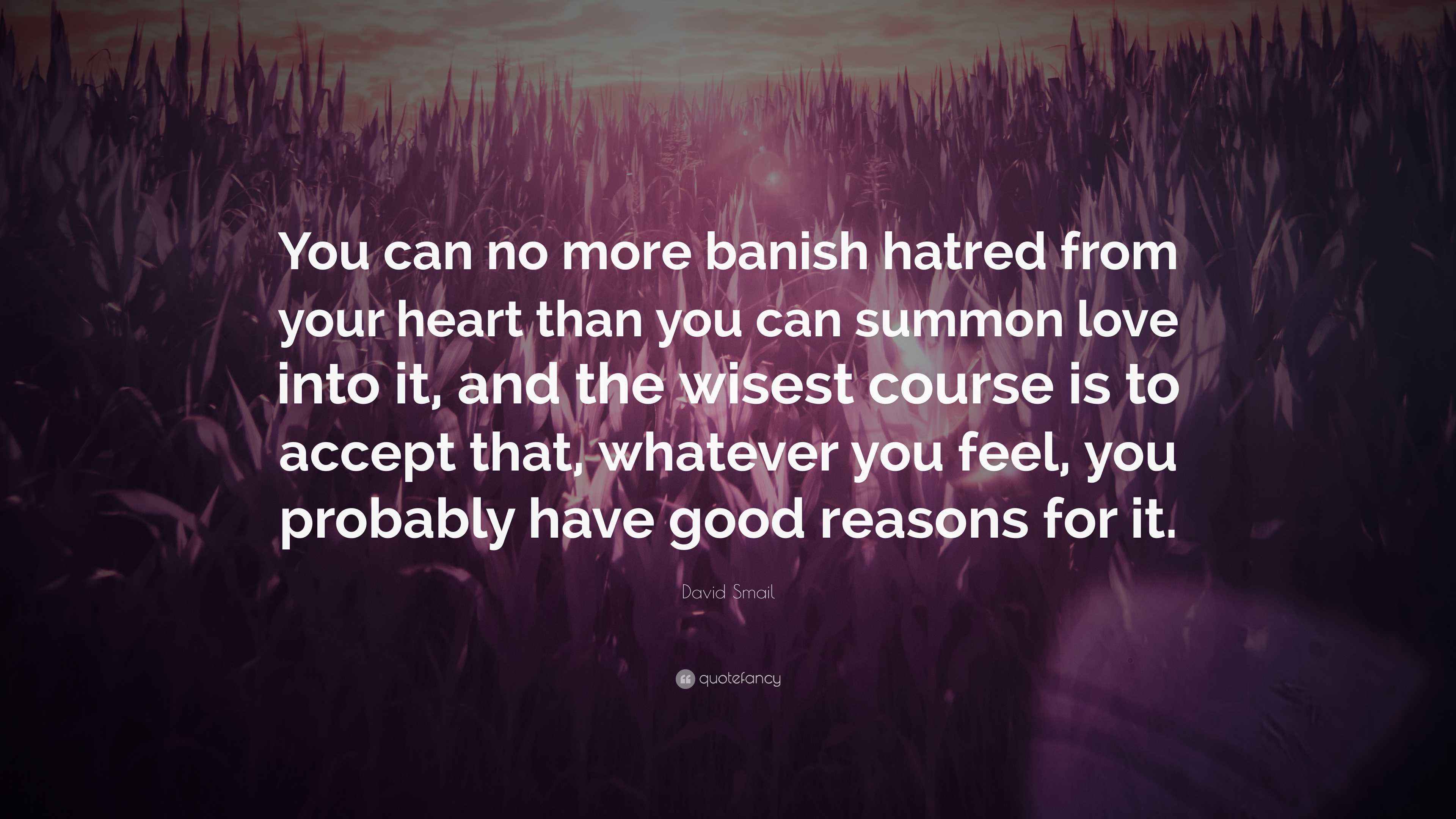 David Smail Quote: “You can no more banish hatred from your heart than ...