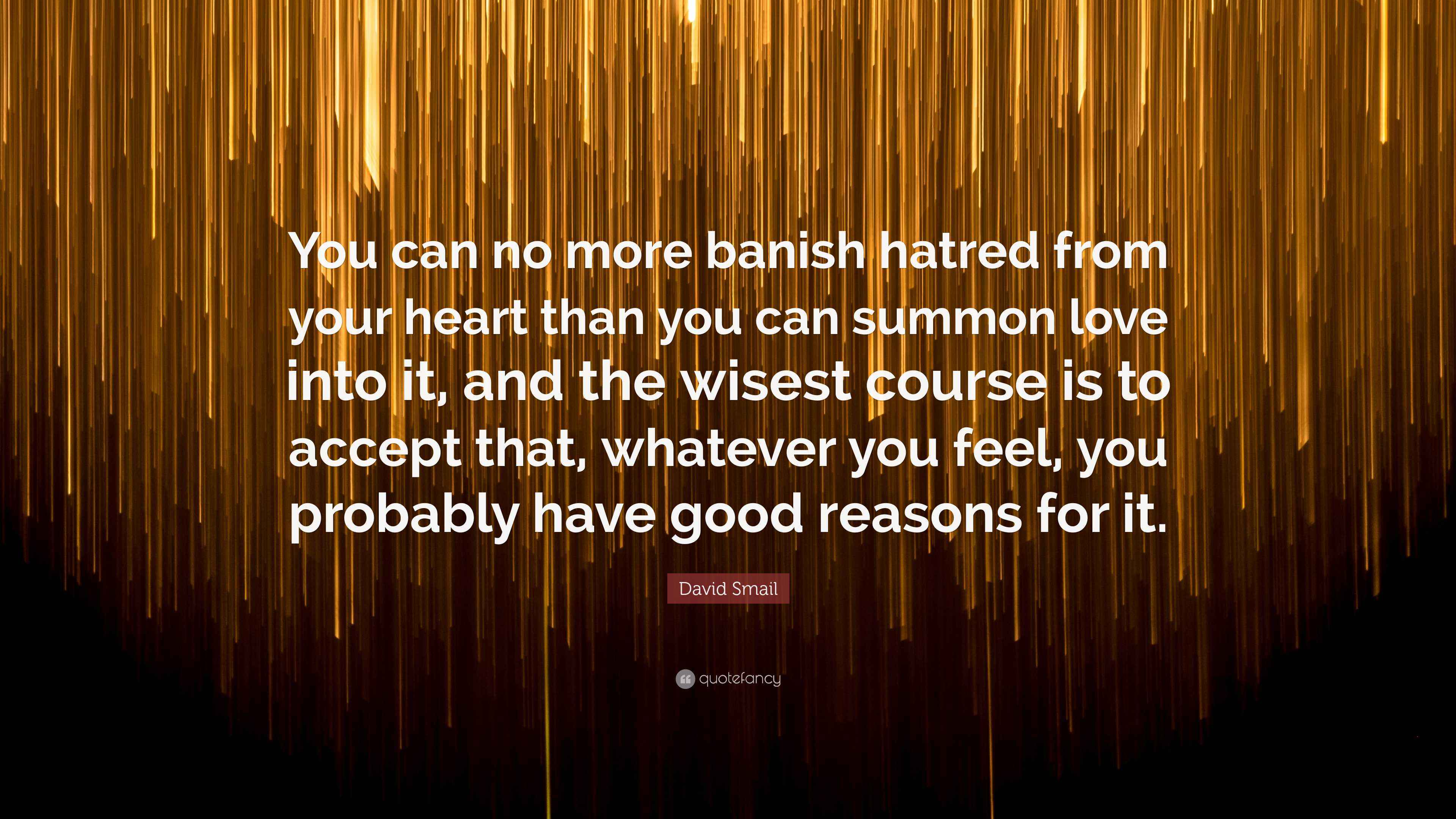 David Smail Quote: “You can no more banish hatred from your heart than ...