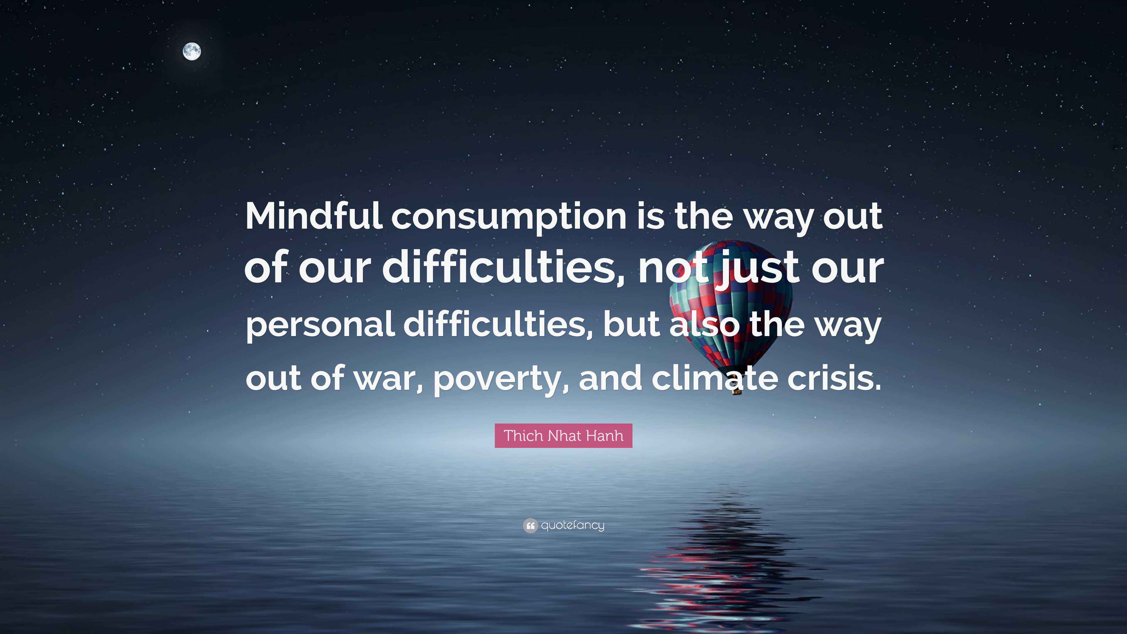 Thich Nhat Hanh Quote: “Mindful consumption is the way out of our ...