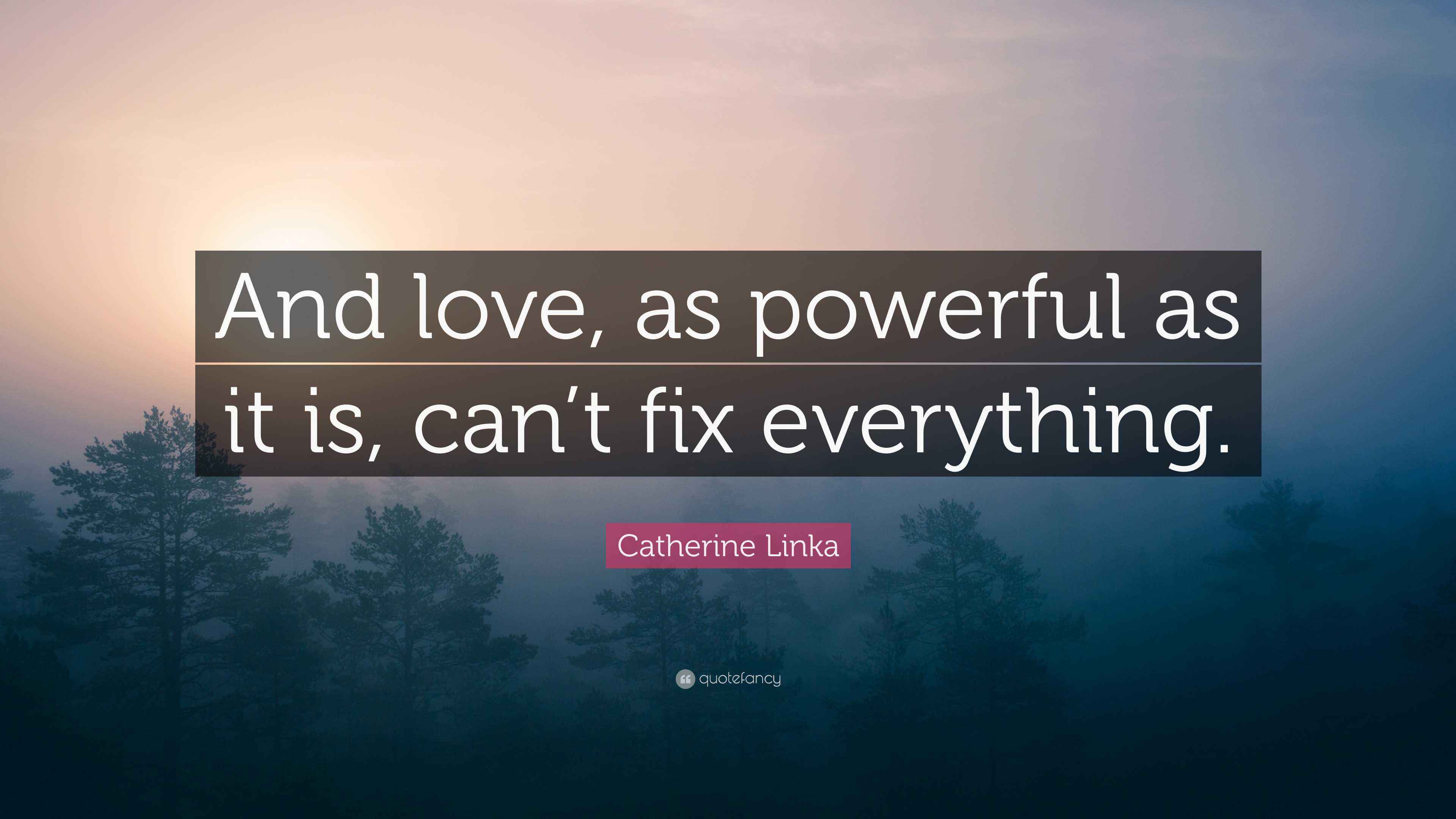Catherine Linka Quote: “And love, as powerful as it is, can’t fix ...