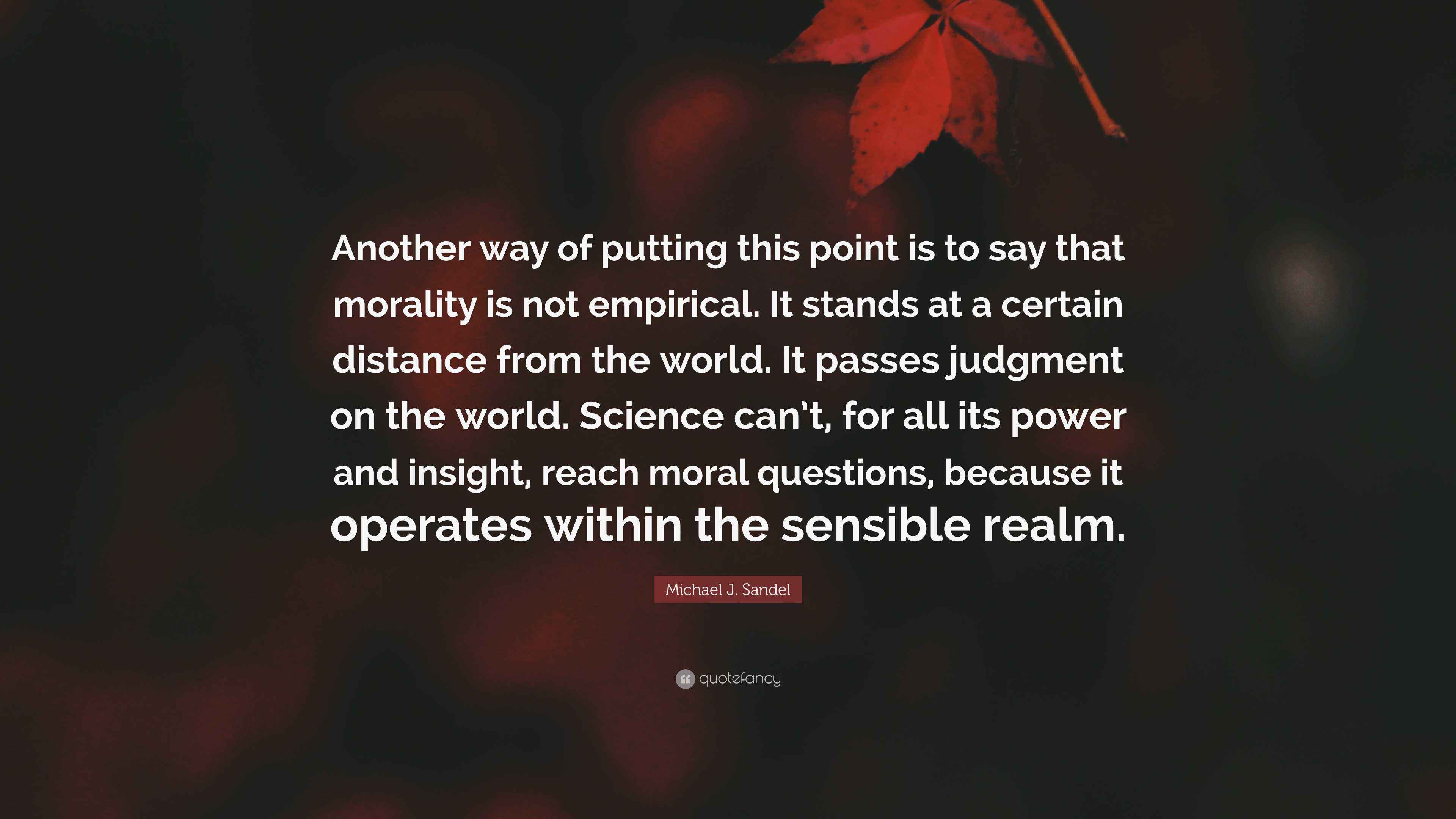 Michael J. Sandel Quote: “Another way of putting this point is to say ...