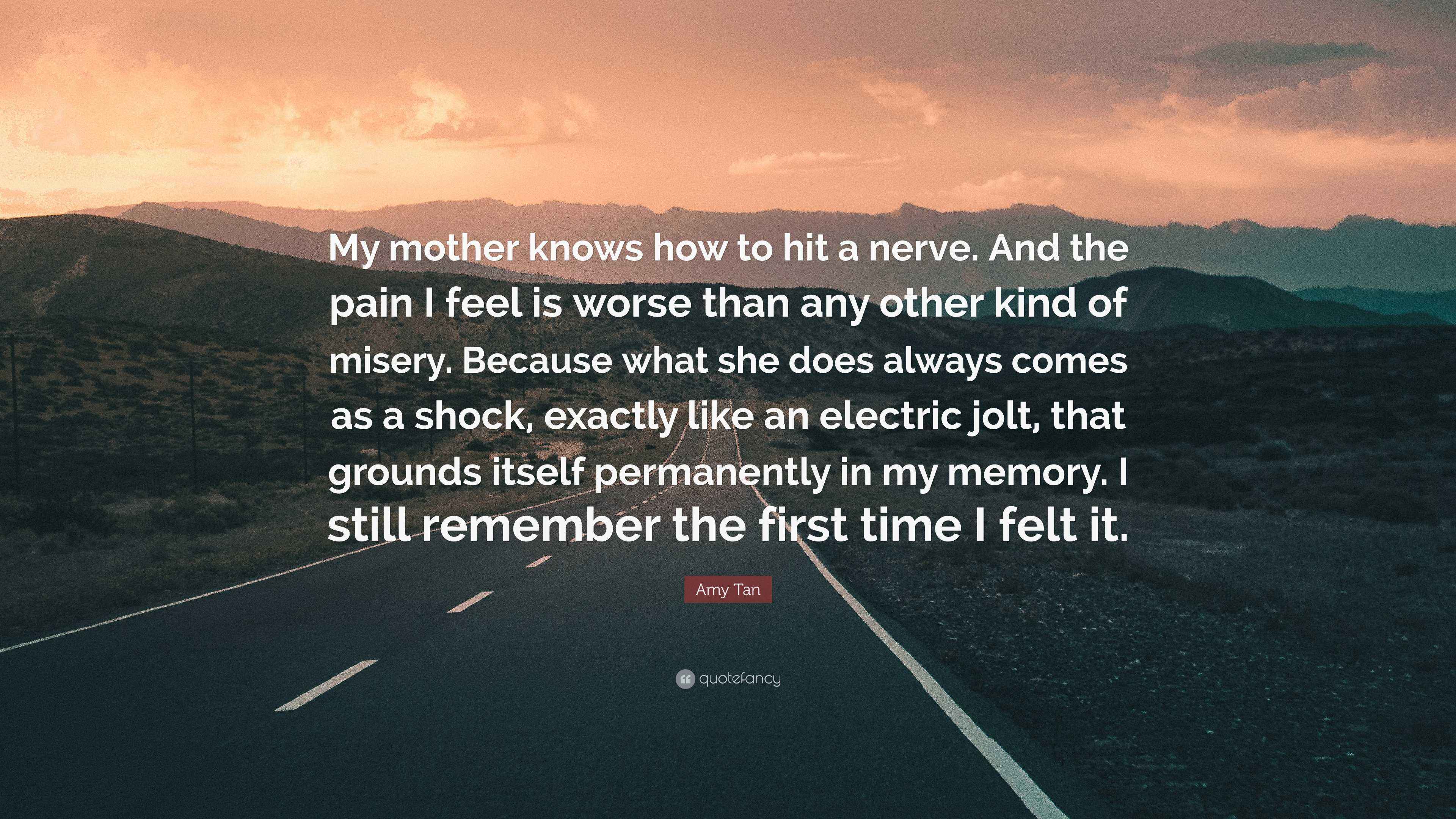 Amy Tan Quote: “My mother knows how to hit a nerve. And the pain I feel ...