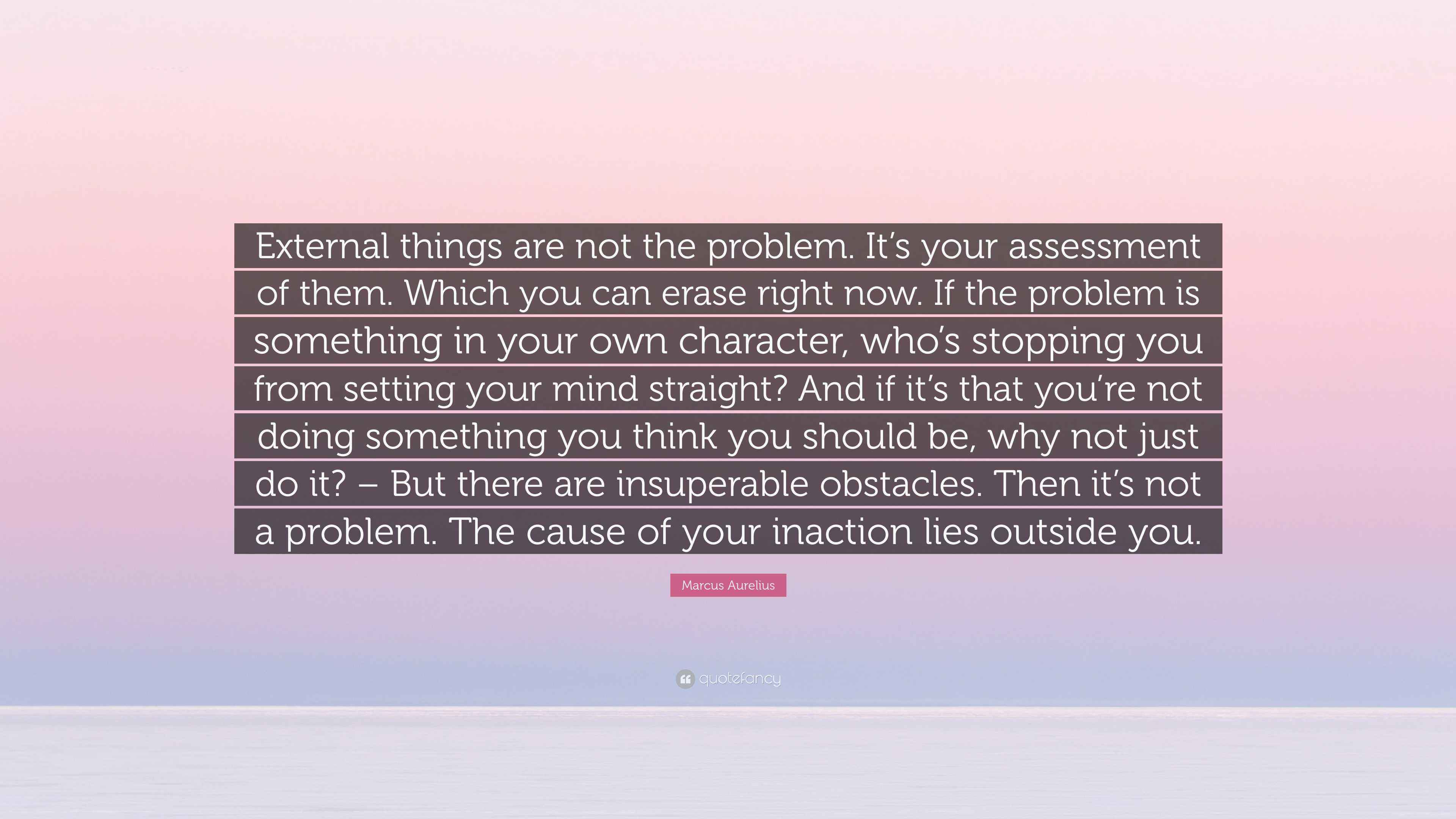 Marcus Aurelius Quote: “External things are not the problem. It’s your ...