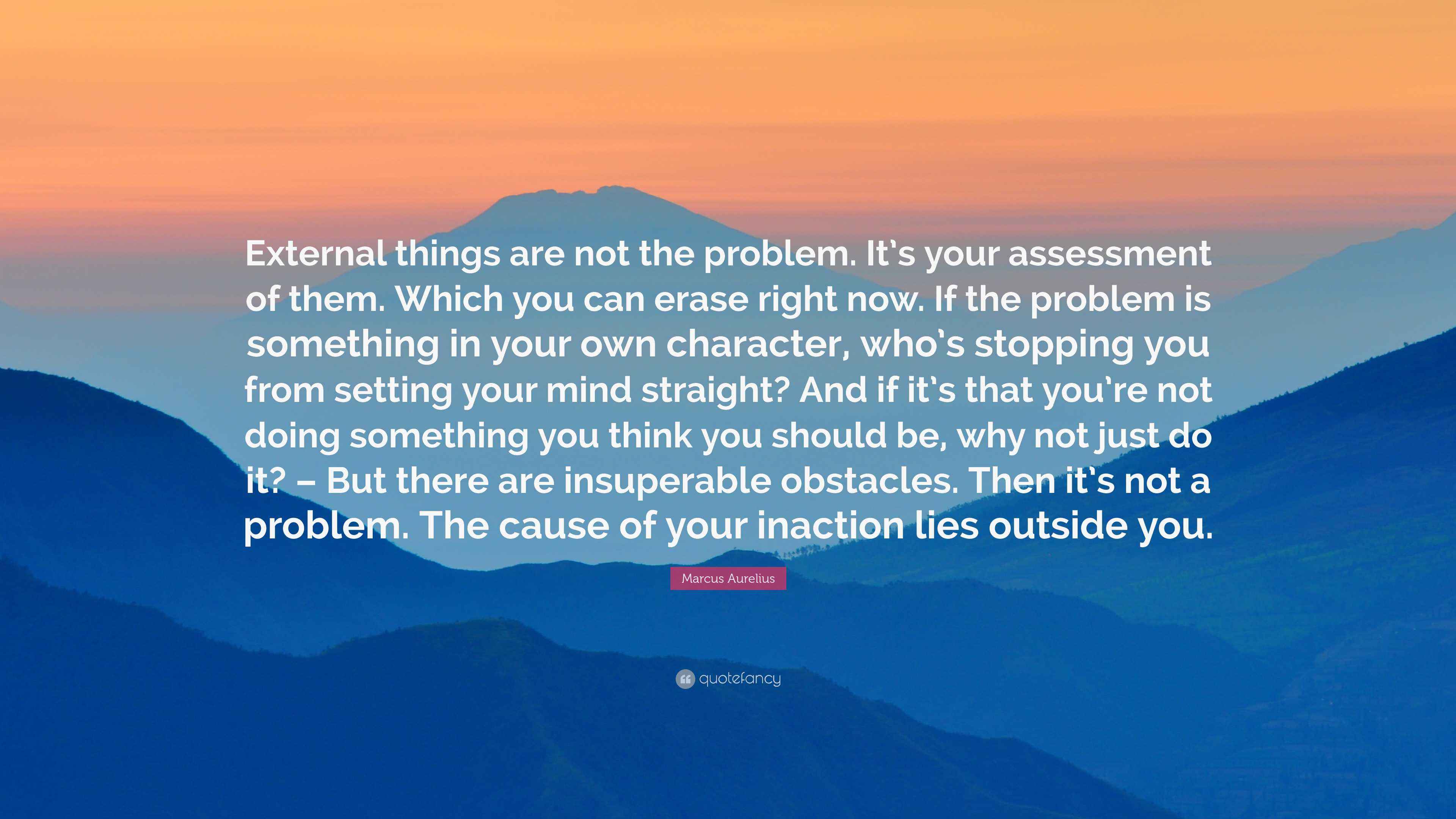 Marcus Aurelius Quote: “External things are not the problem. It’s your ...