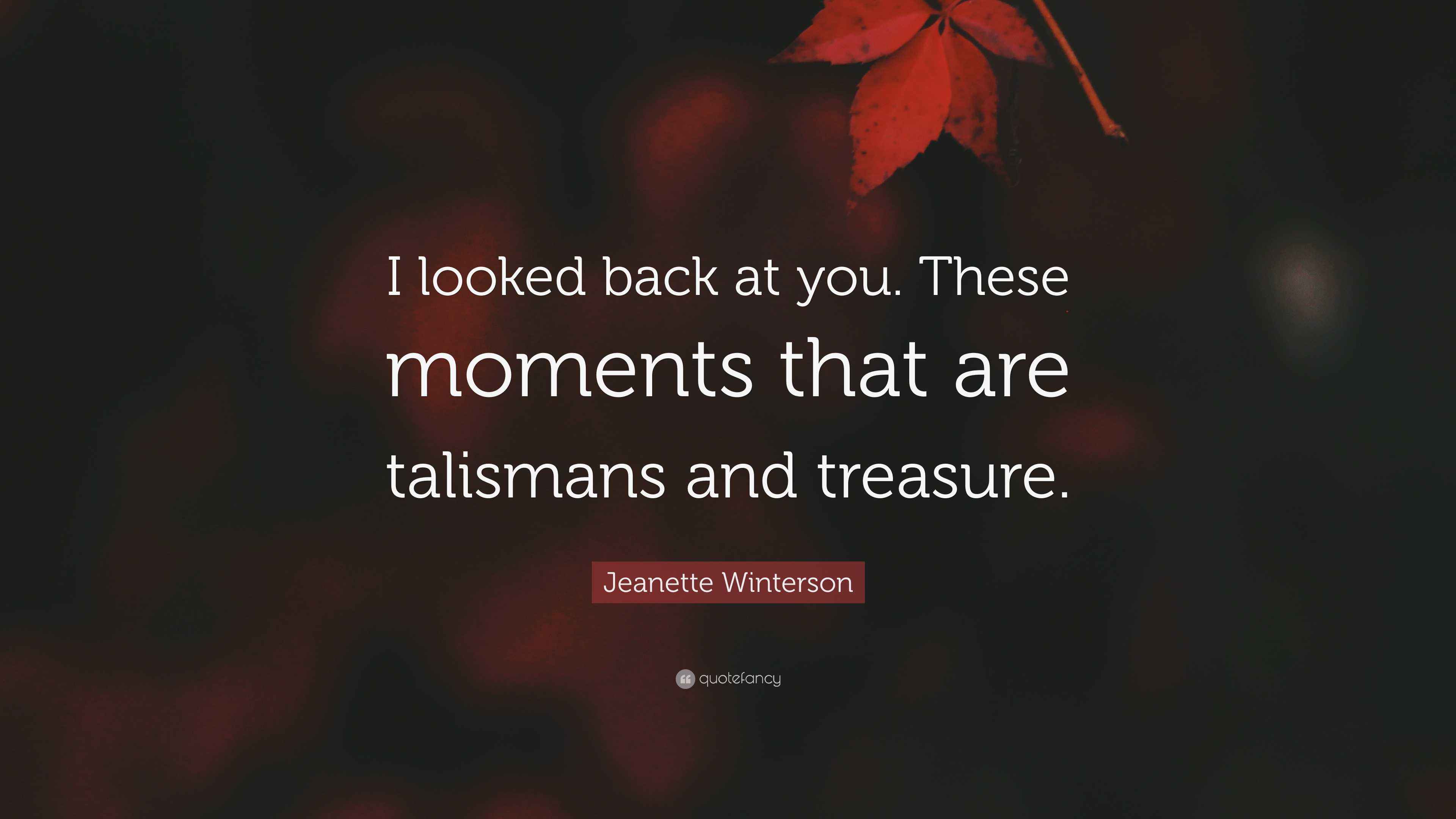 Jeanette Winterson Quote: “I looked back at you. These moments that are ...