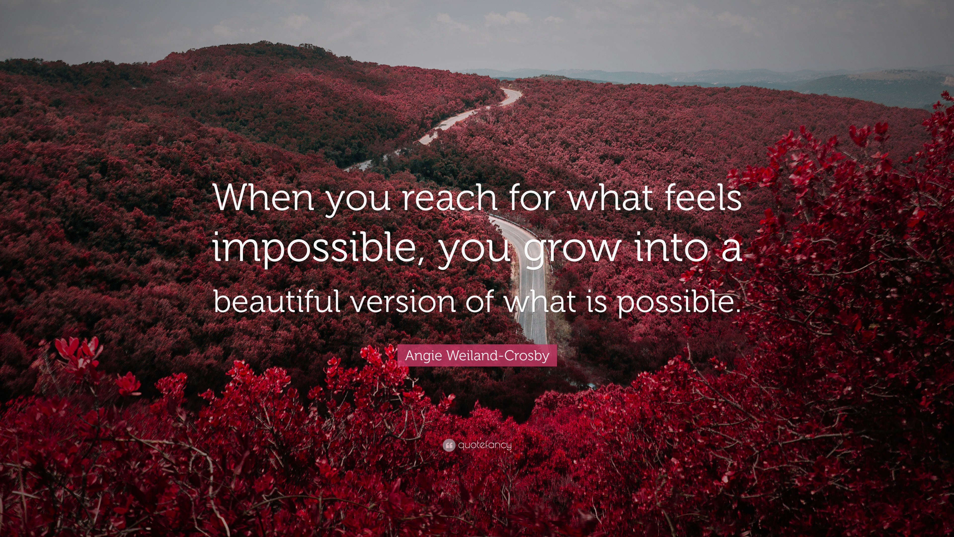 Angie Weiland-Crosby Quote: “When you reach for what feels impossible ...