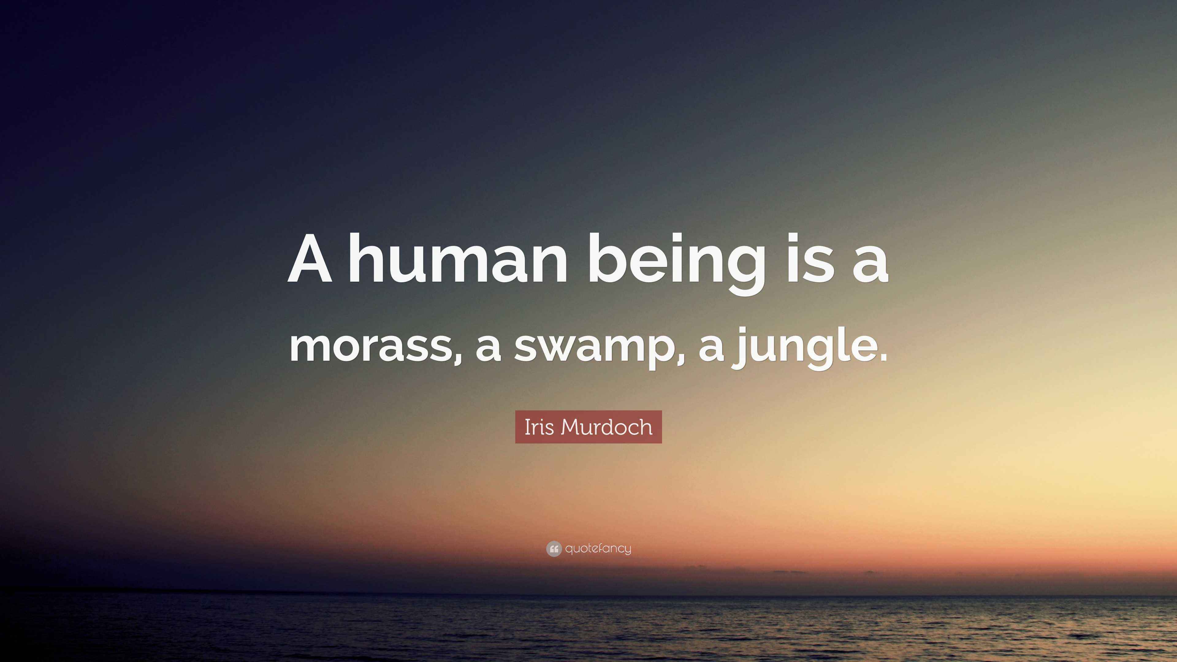 Iris Murdoch Quote: “A human being is a morass, a swamp, a jungle.”
