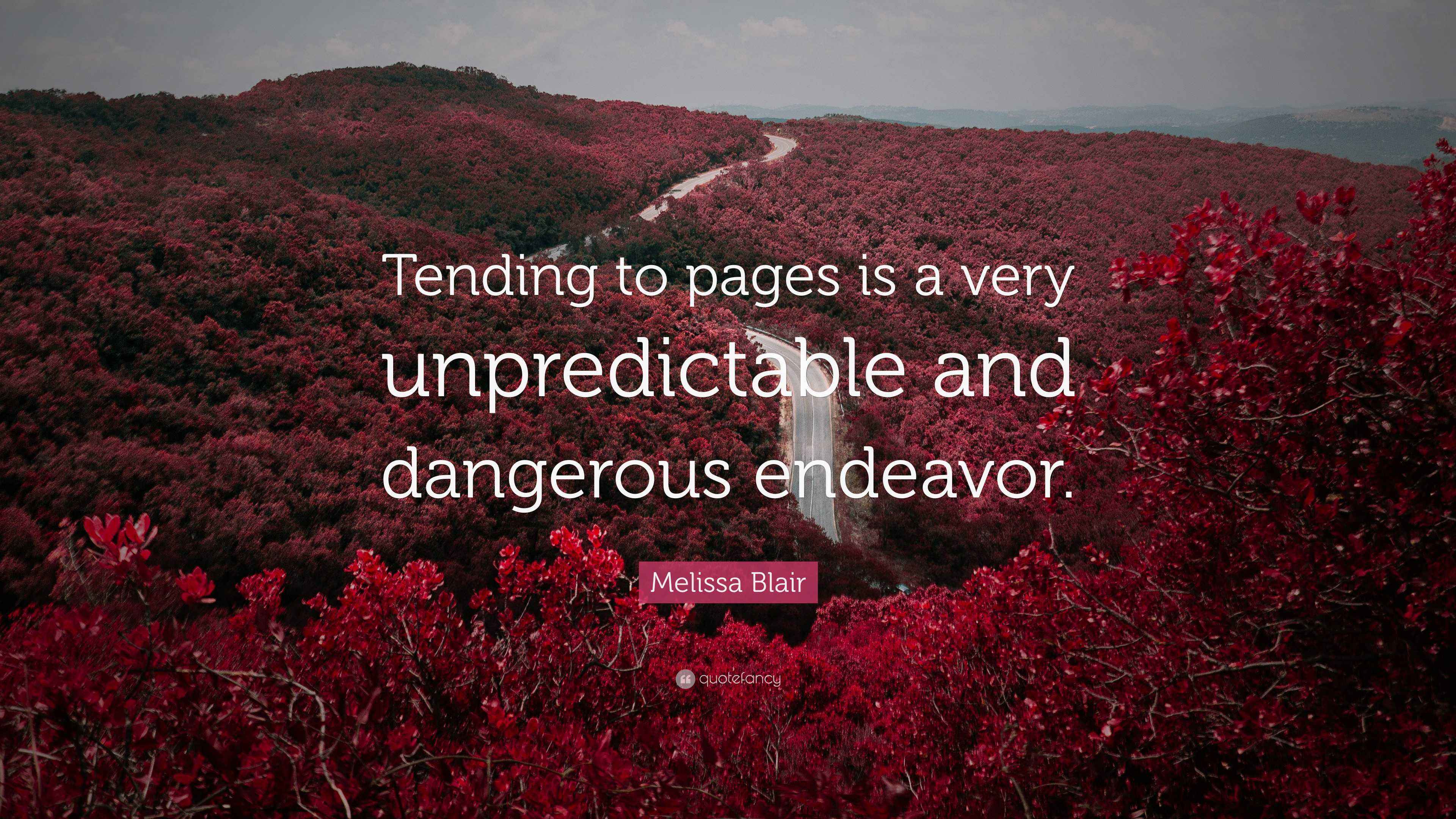 Melissa Blair Quote: “Tending to pages is a very unpredictable and ...