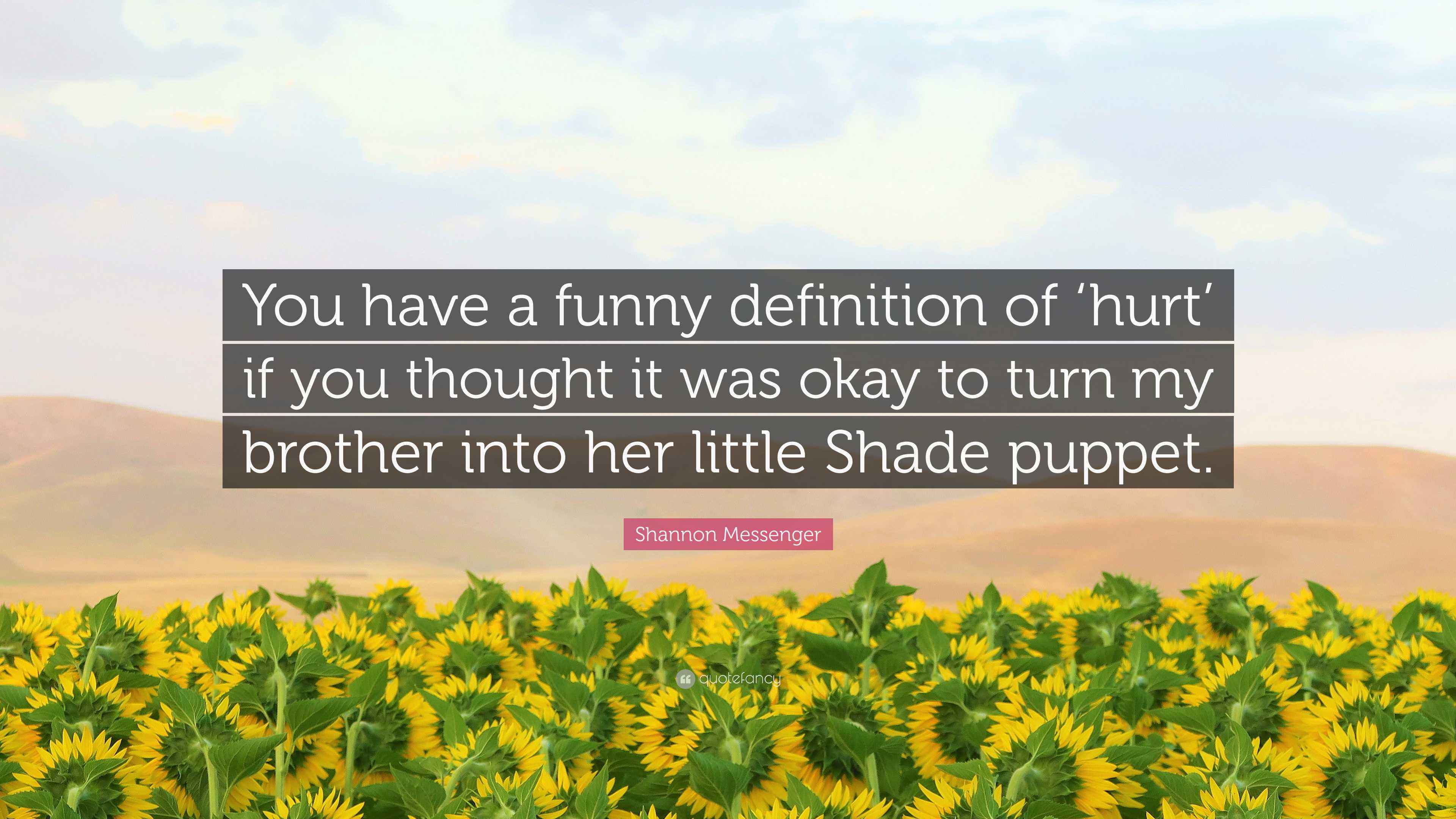 Shannon Messenger Quote: “You have a funny definition of ‘hurt’ if you ...