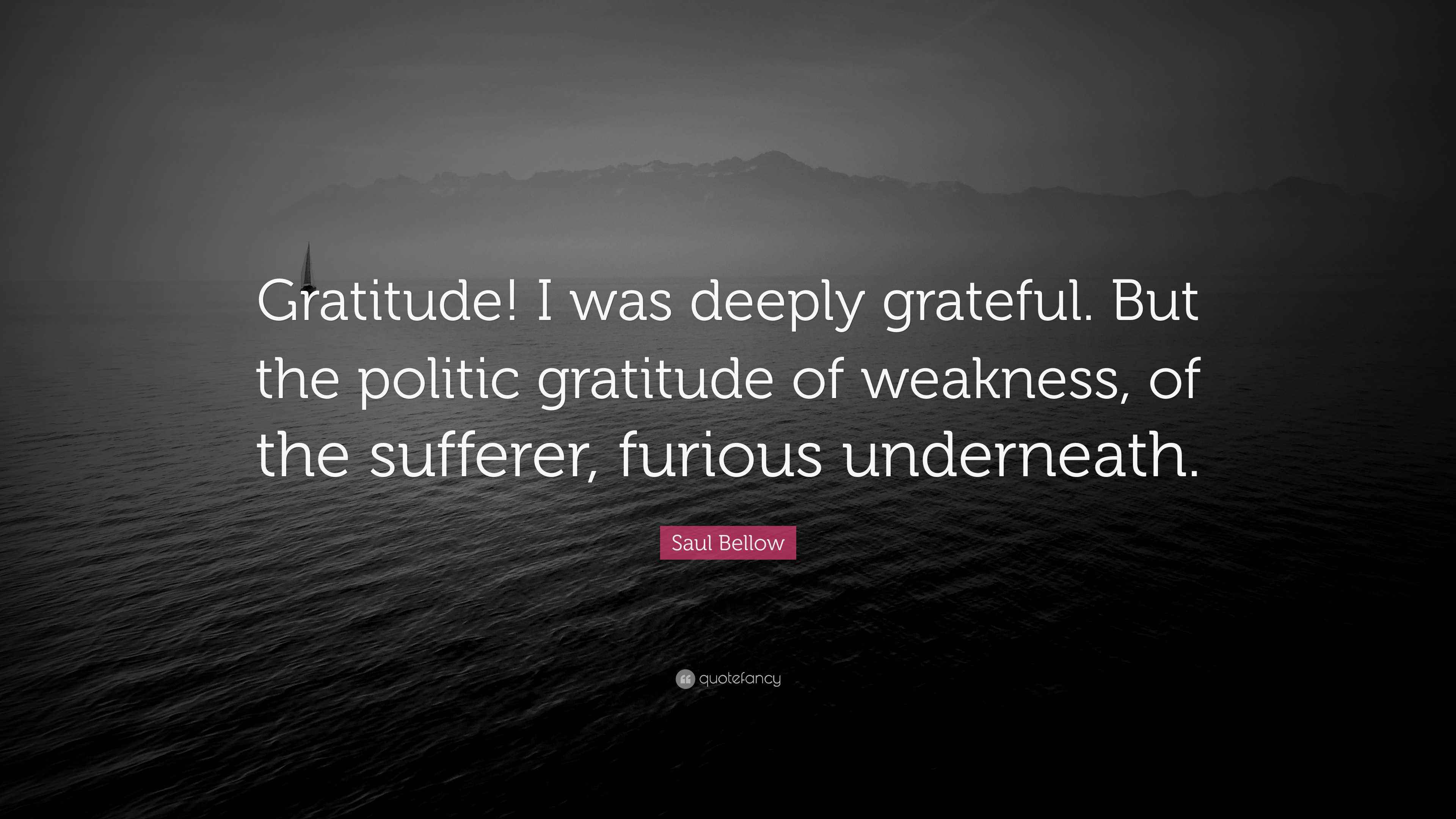 Saul Bellow Quote: “Gratitude! I was deeply grateful. But the politic ...