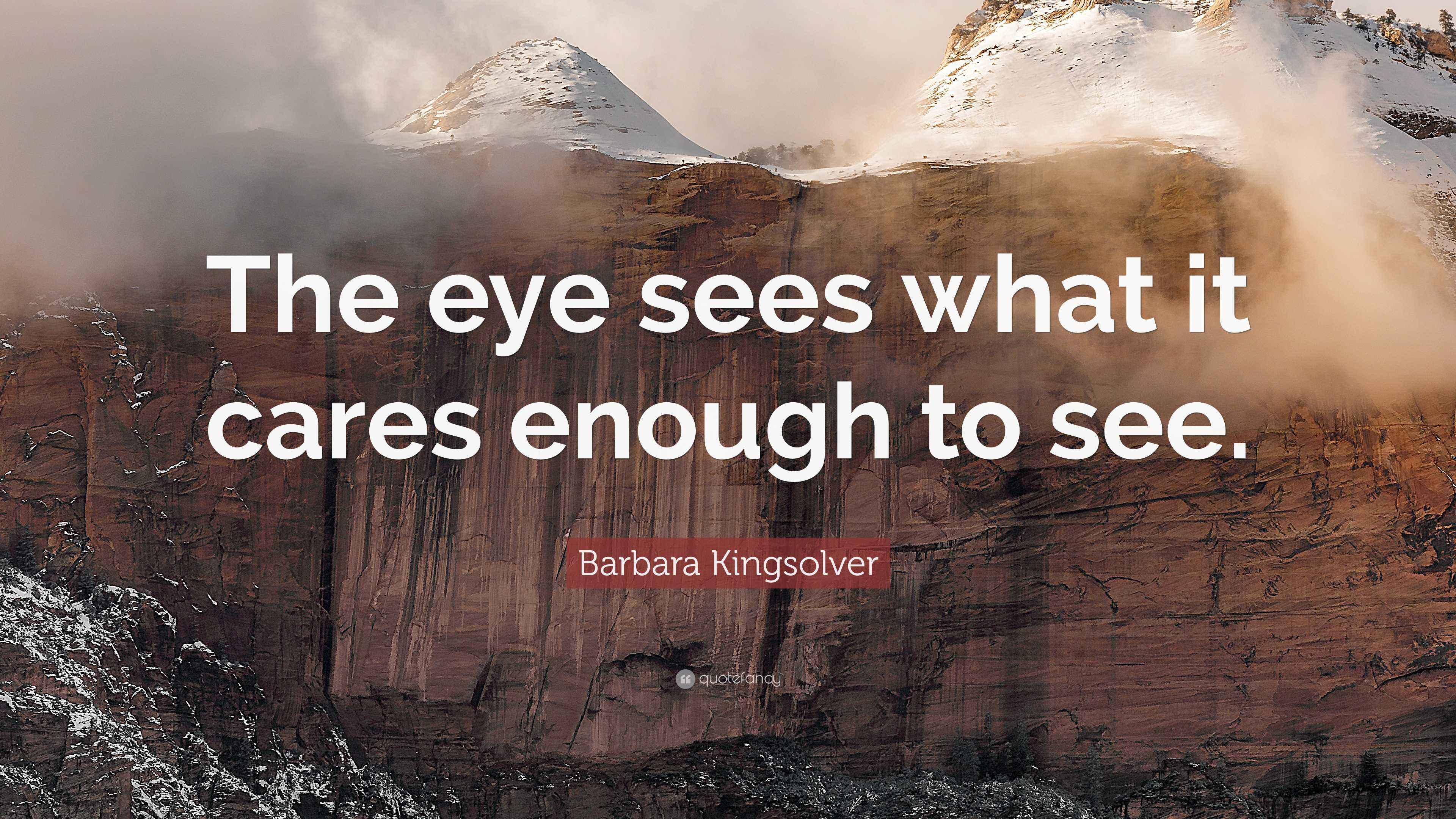 Barbara Kingsolver Quote: “The eye sees what it cares enough to see.”