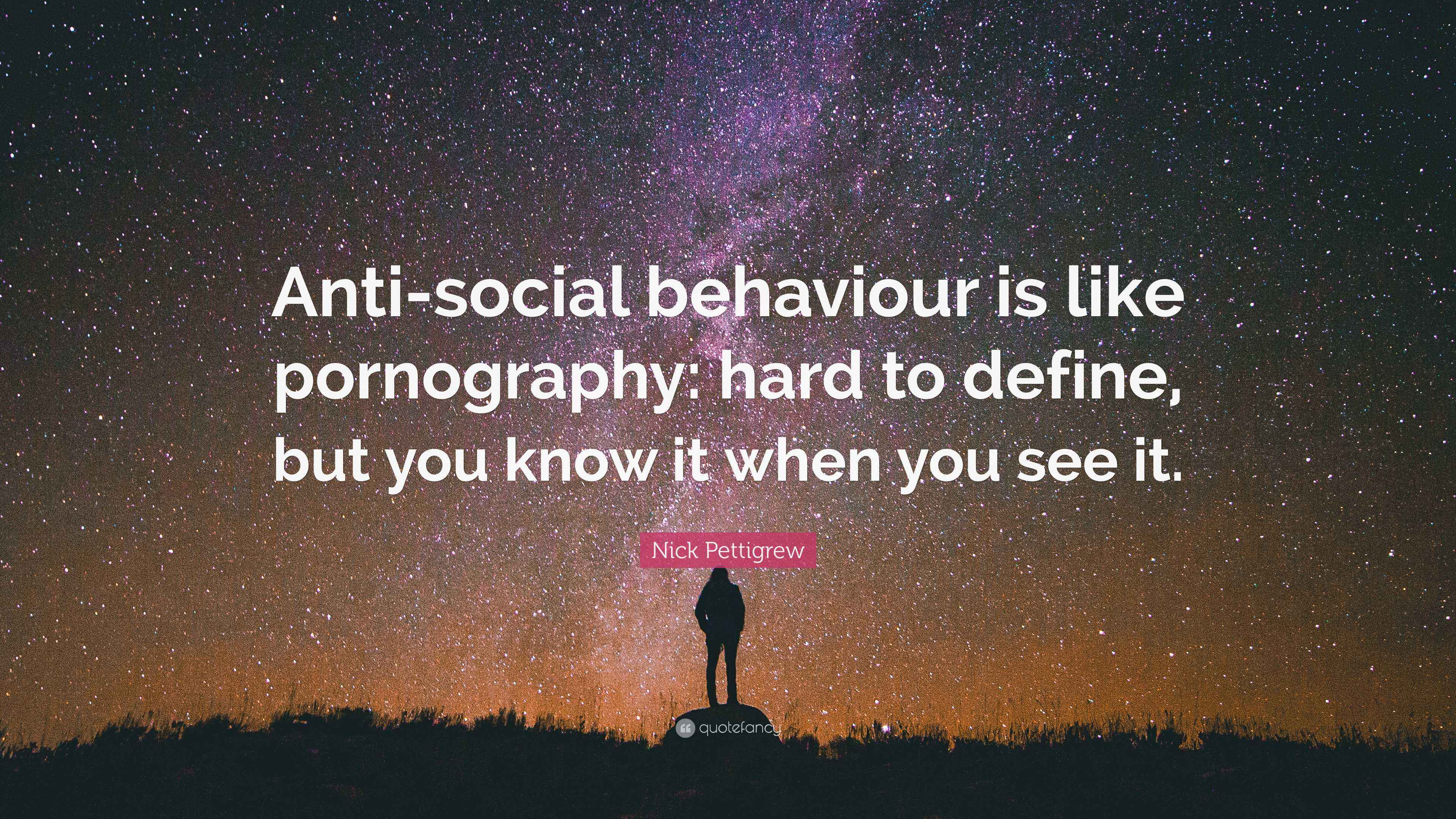 Nick Pettigrew Quote: “Anti-social behaviour is like pornography: hard ...