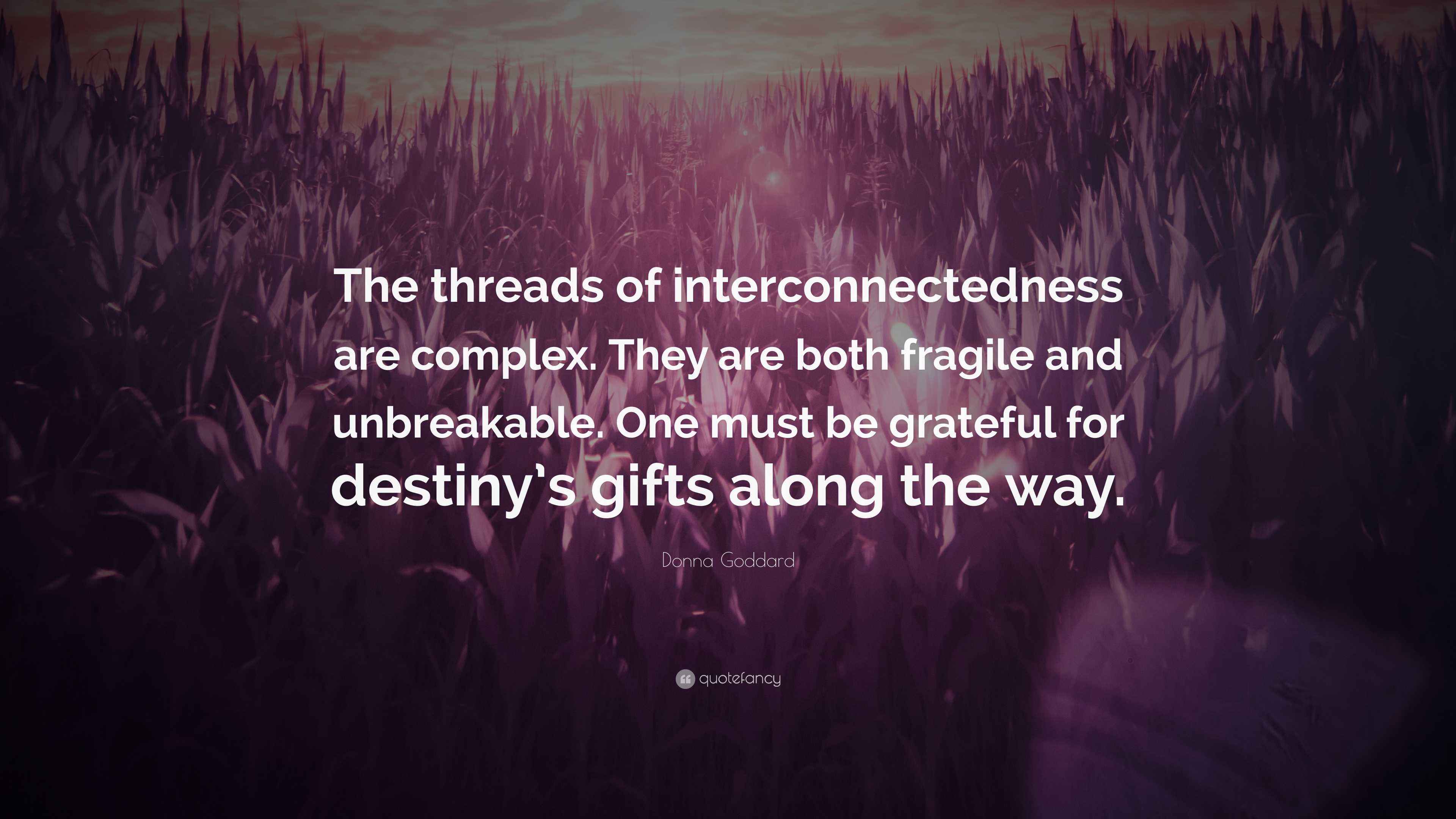 Donna Goddard Quote: “The threads of interconnectedness are complex ...