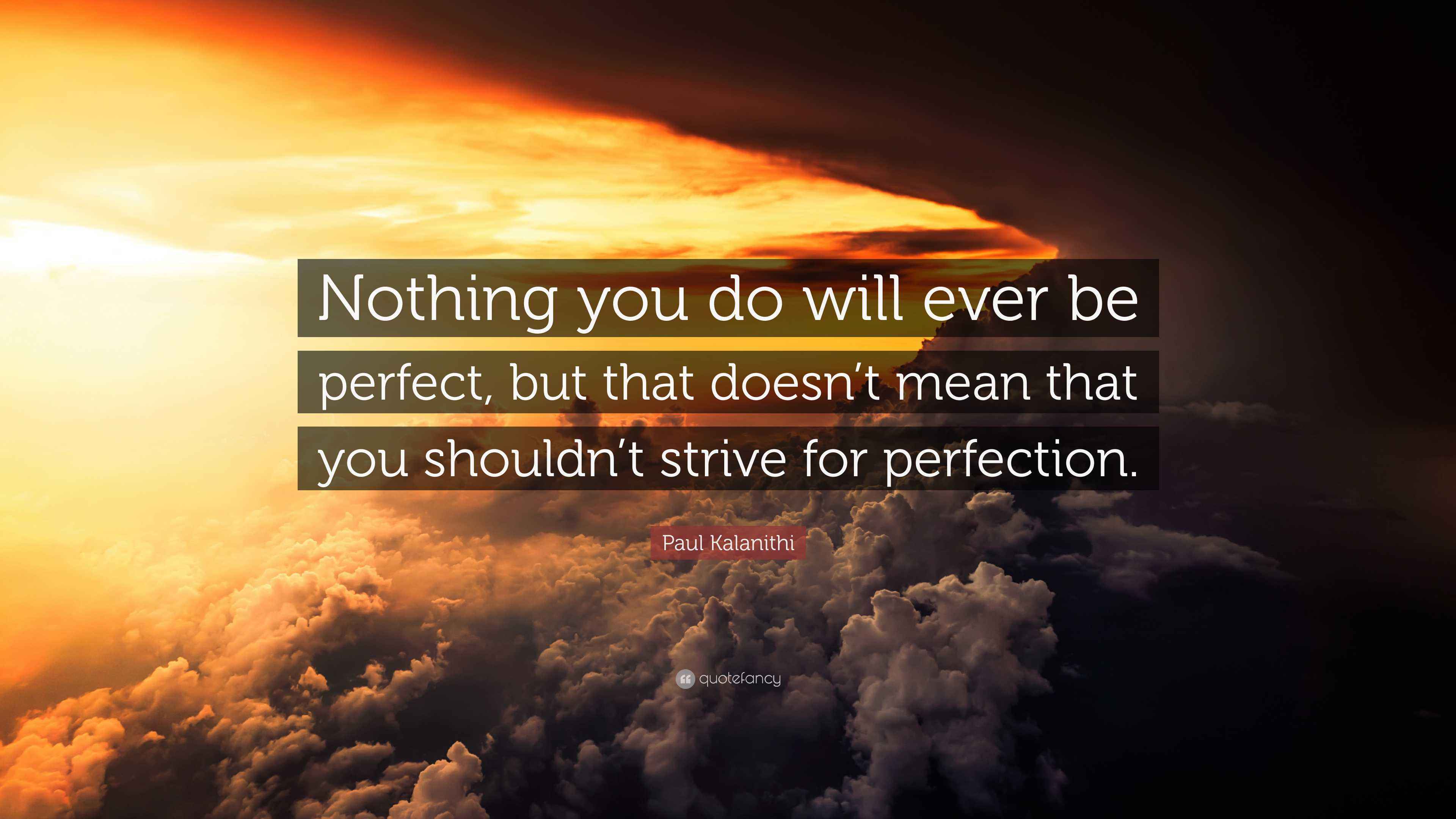 Paul Kalanithi Quote: “Nothing you do will ever be perfect, but that ...