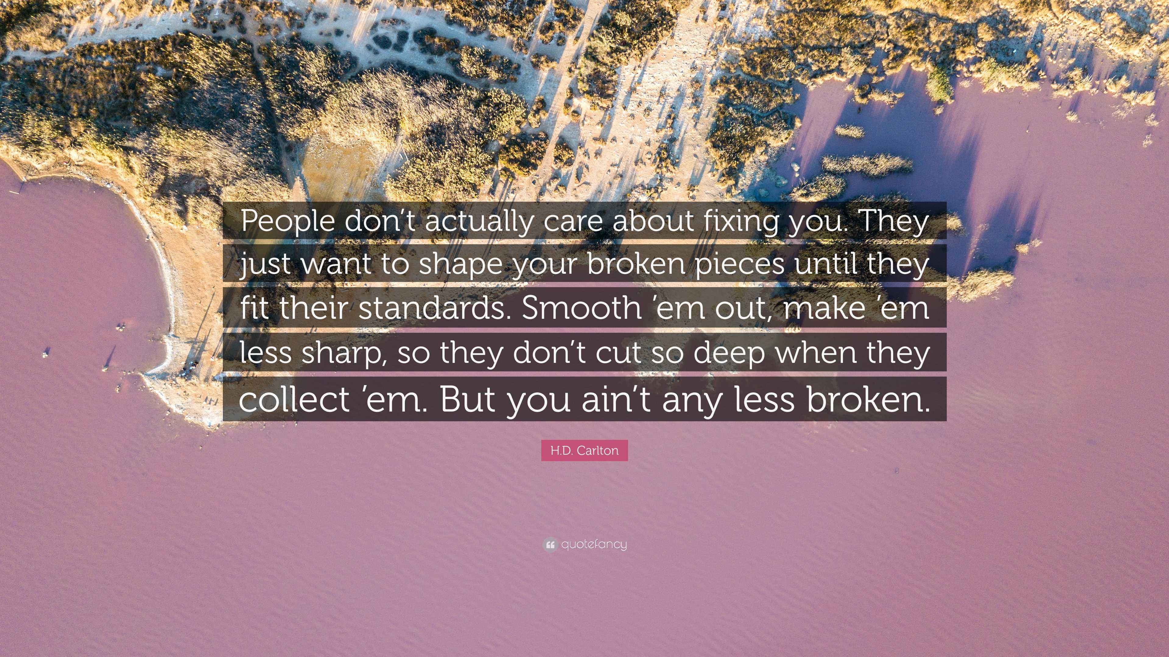 H.D. Carlton Quote: “People don’t actually care about fixing you. They ...