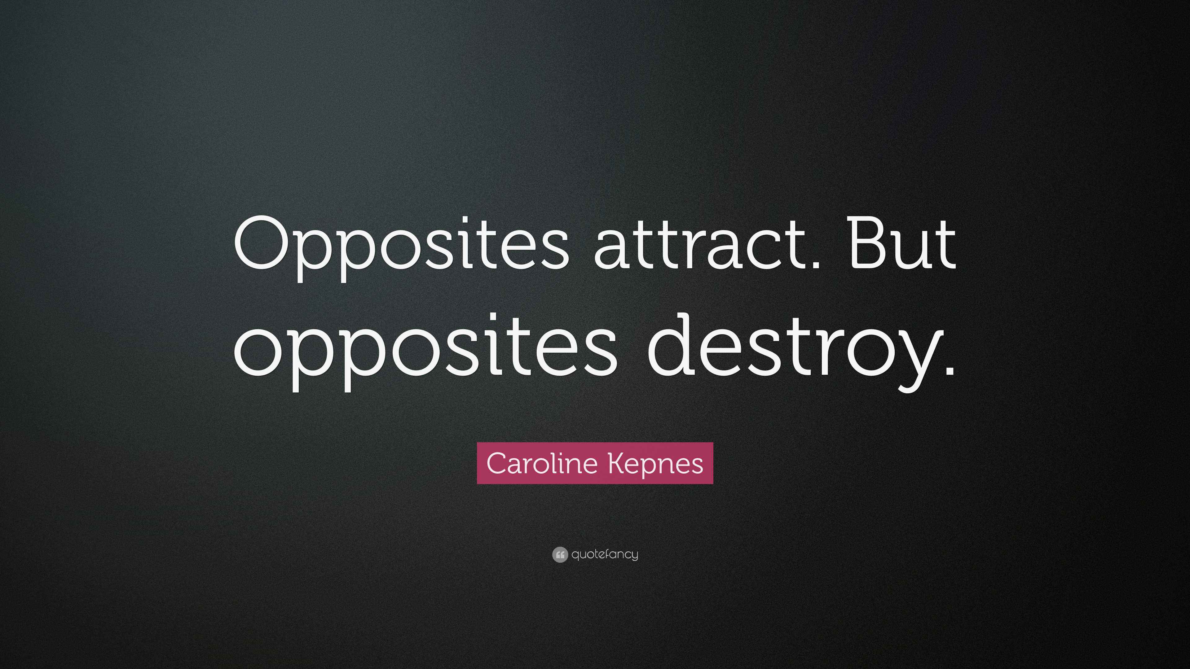 Caroline Kepnes Quote: “Opposites attract. But opposites destroy.”