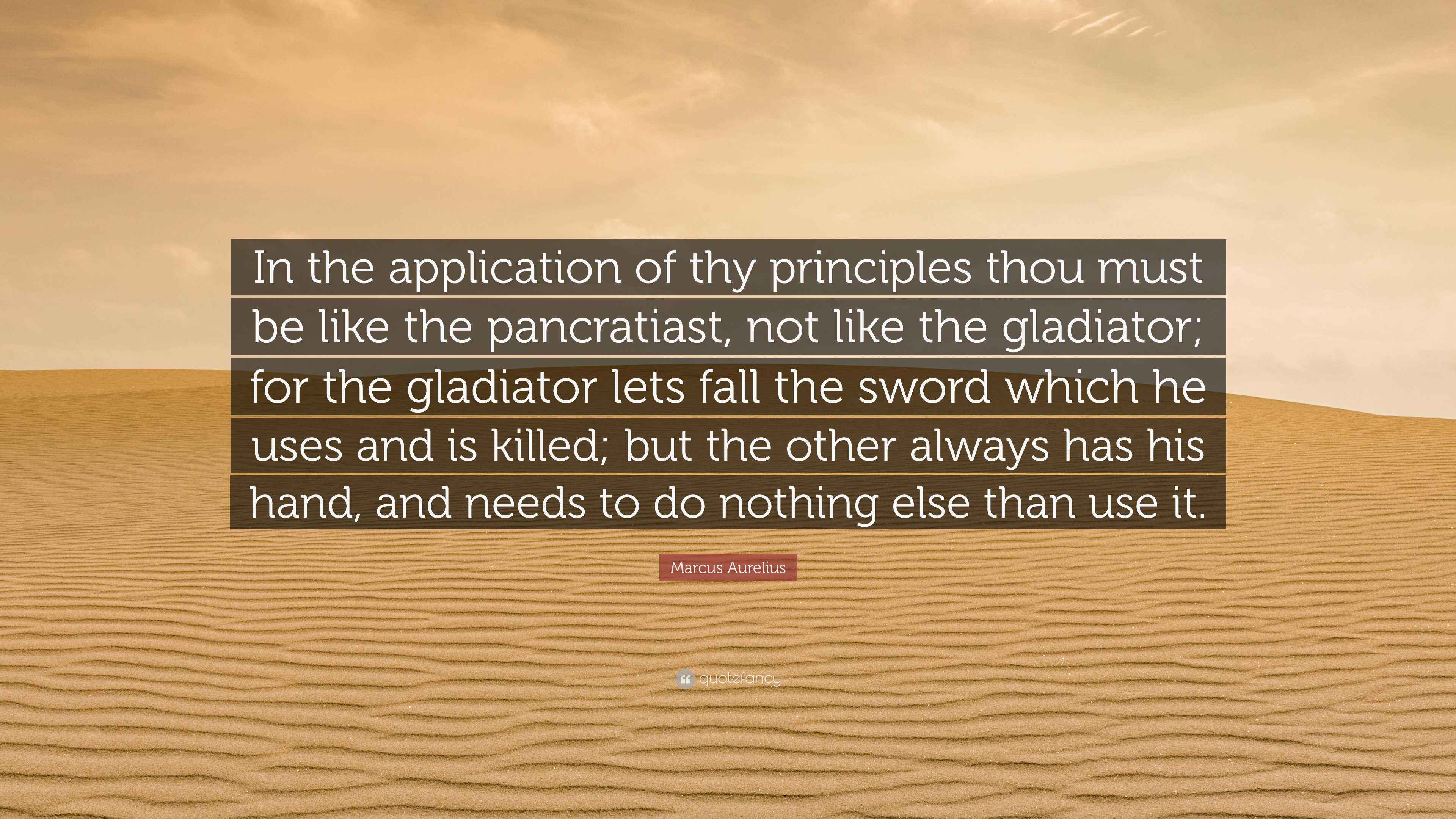 Marcus Aurelius Quote: “In the application of thy principles thou must ...