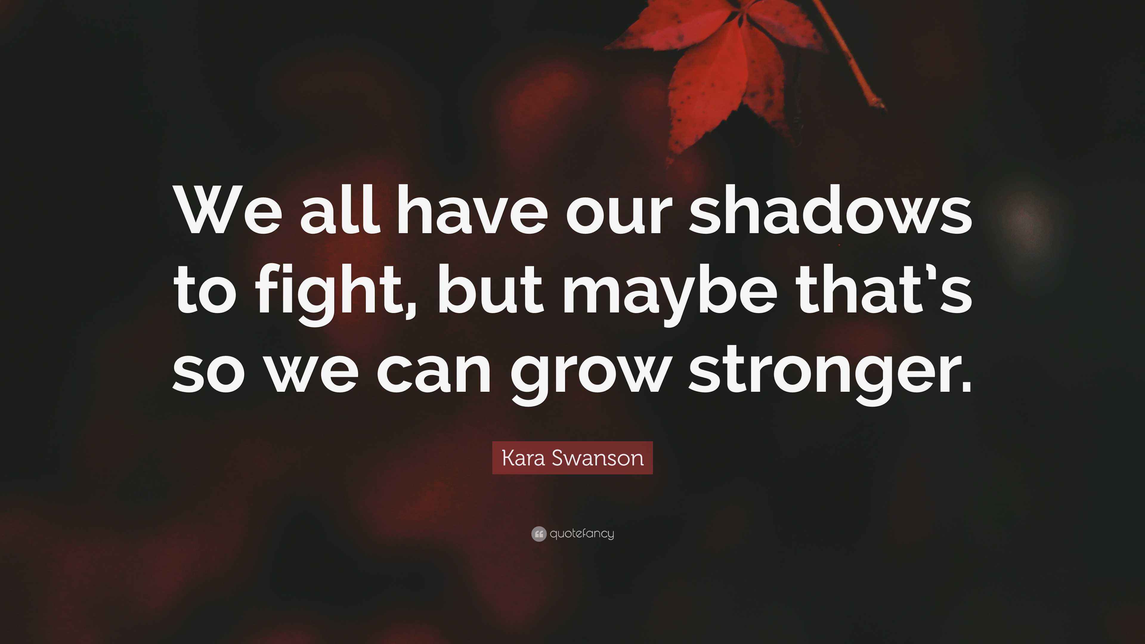 Kara Swanson Quote: “We all have our shadows to fight, but maybe that’s ...