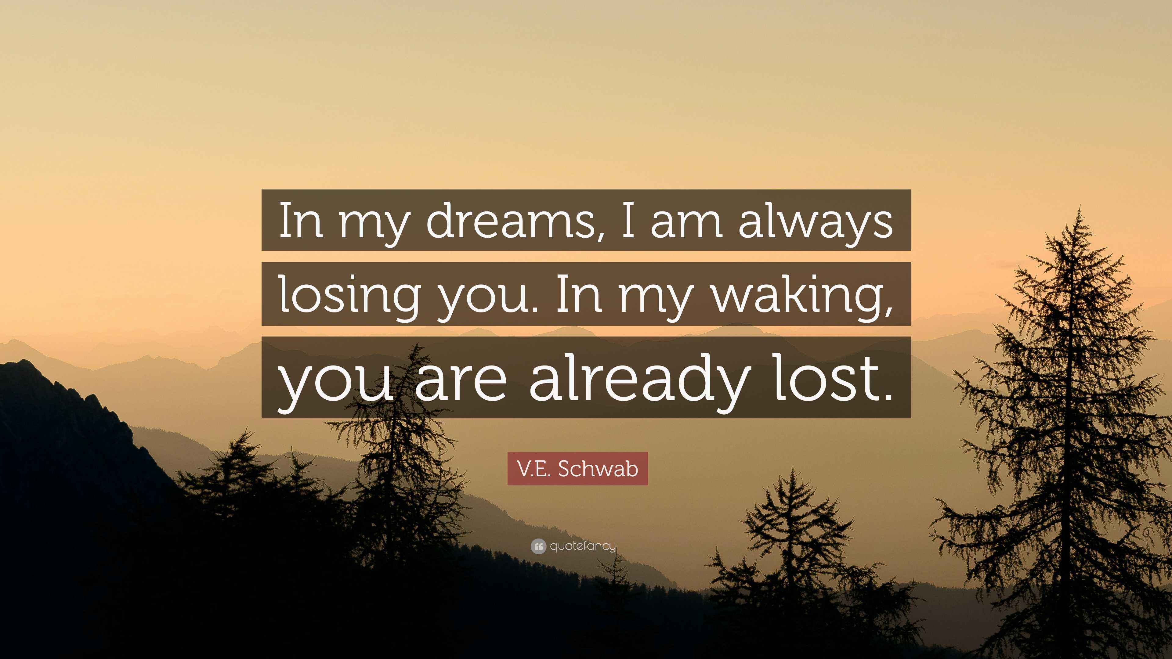 V.E. Schwab Quote: “In my dreams, I am always losing you. In my waking ...
