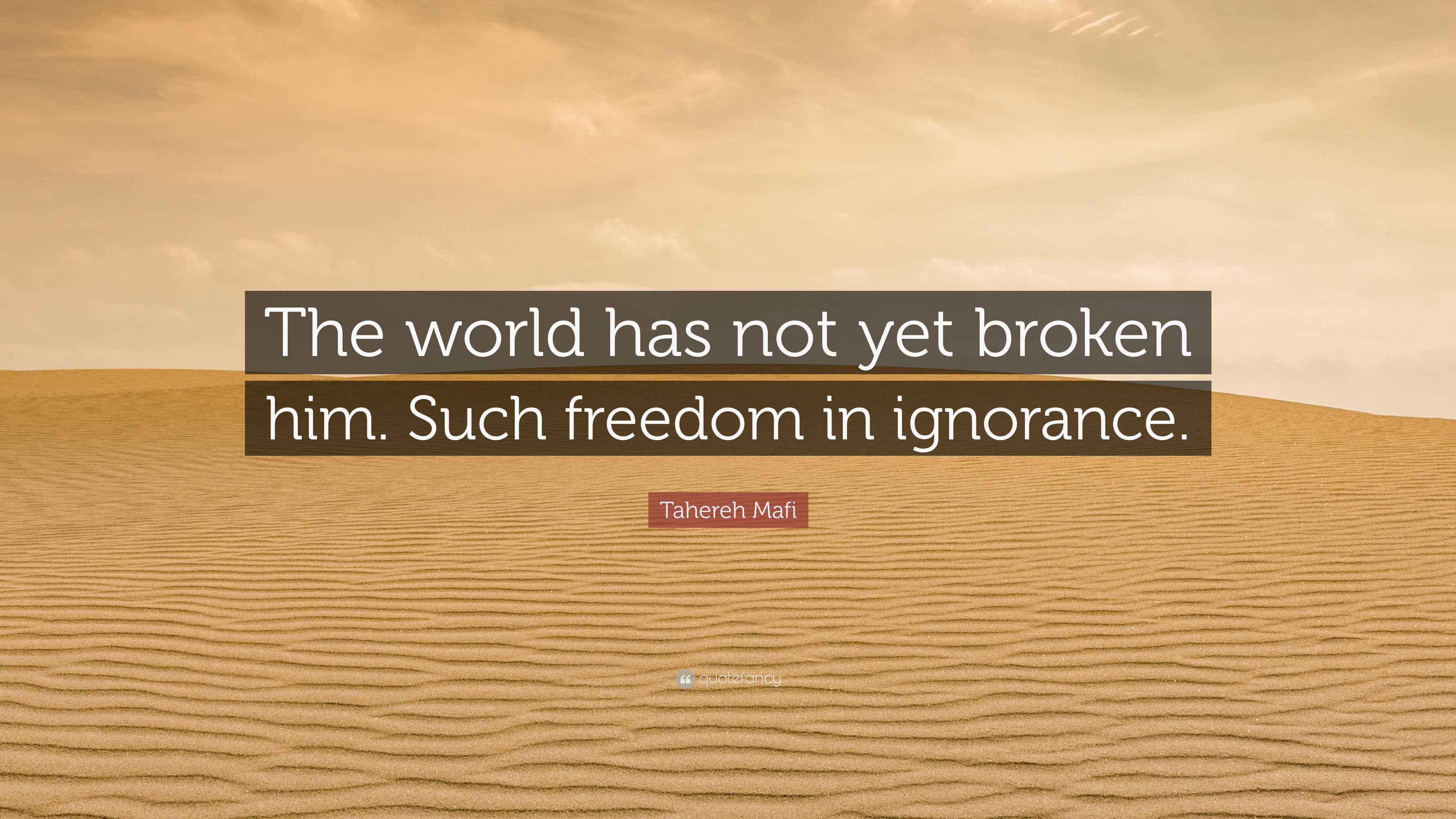 Tahereh Mafi Quote: “The world has not yet broken him. Such freedom in ...