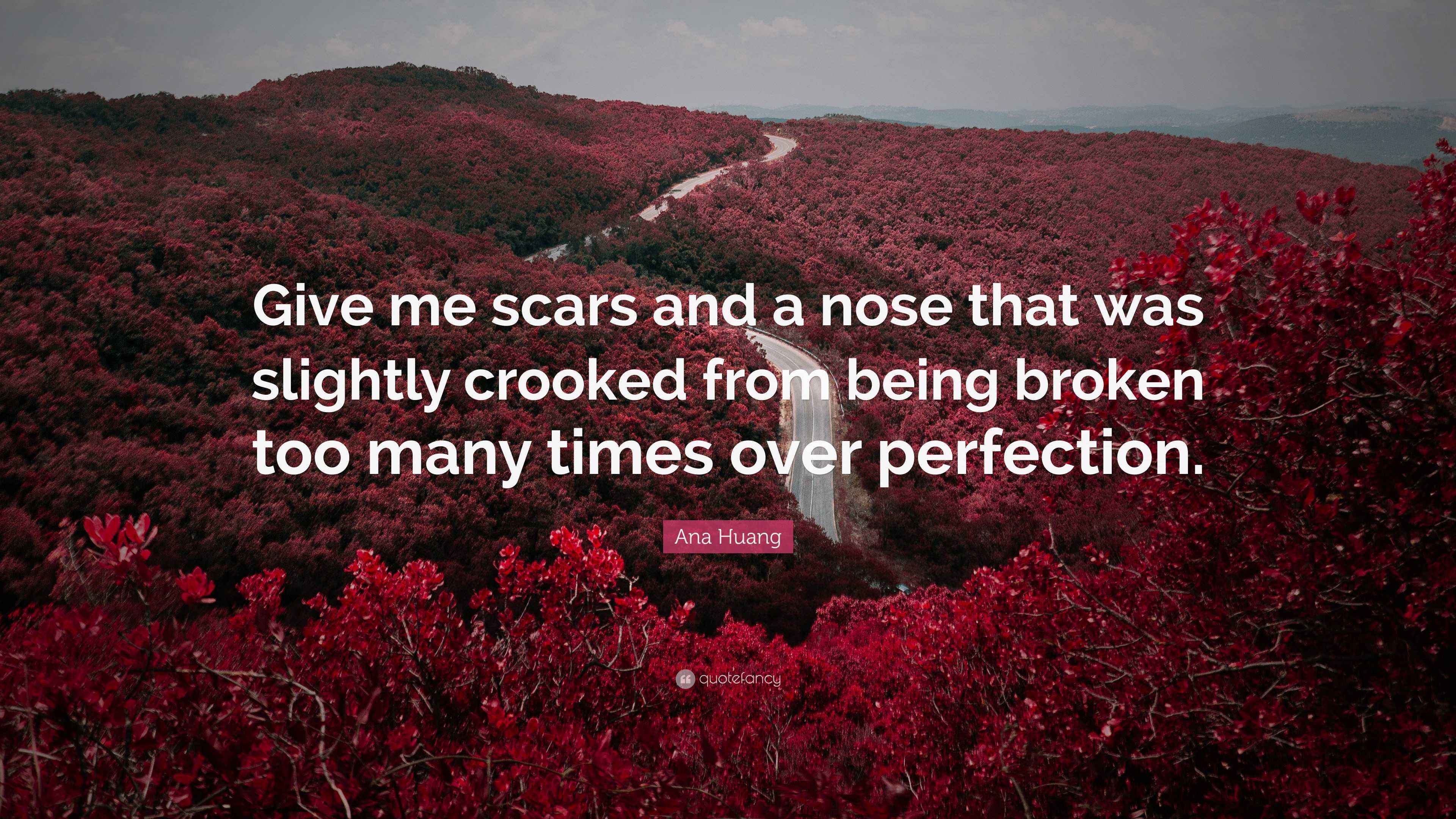 Ana Huang Quote: “Give me scars and a nose that was slightly crooked ...