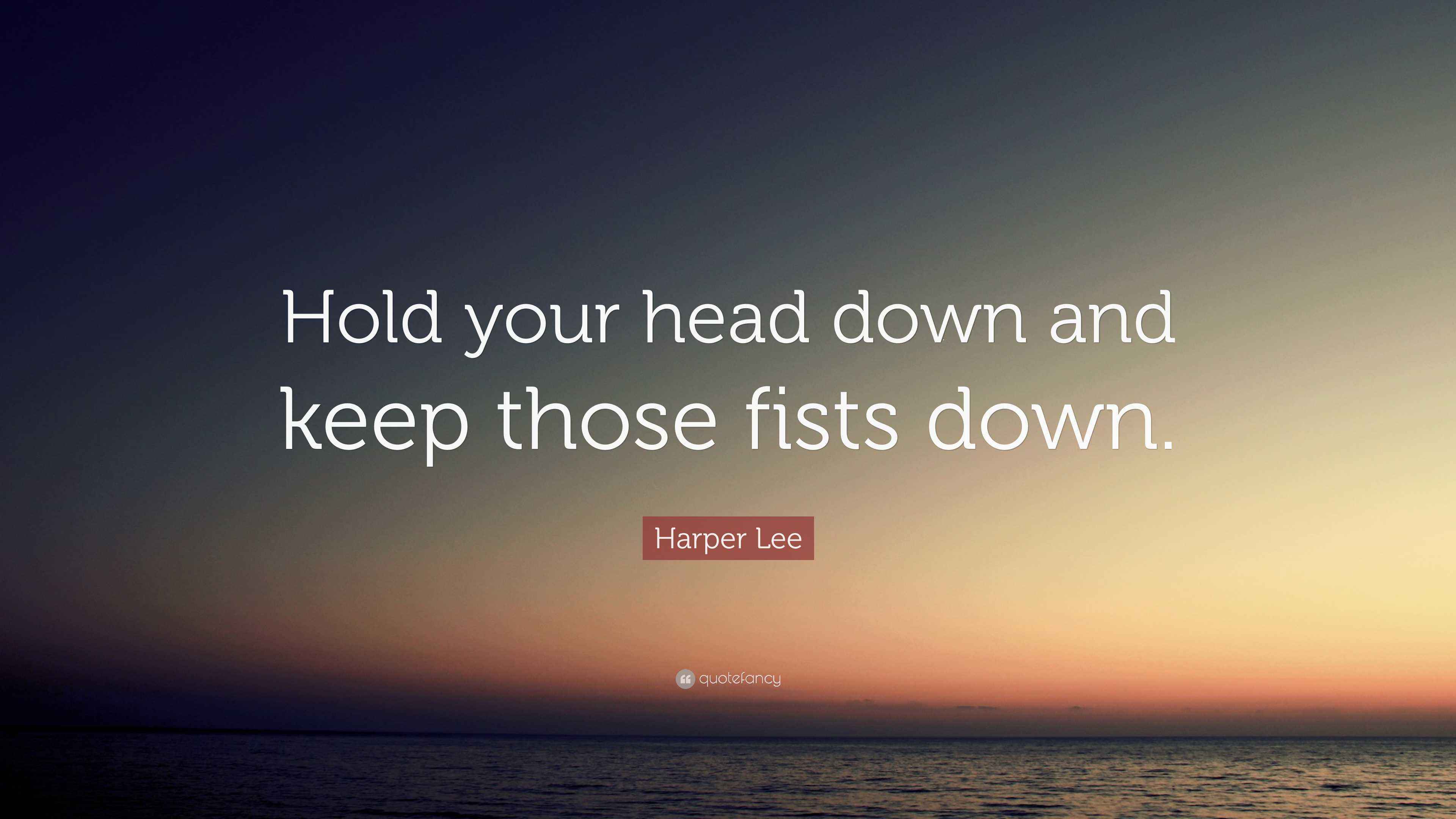 Harper Lee Quote: “Hold your head down and keep those fists down.”
