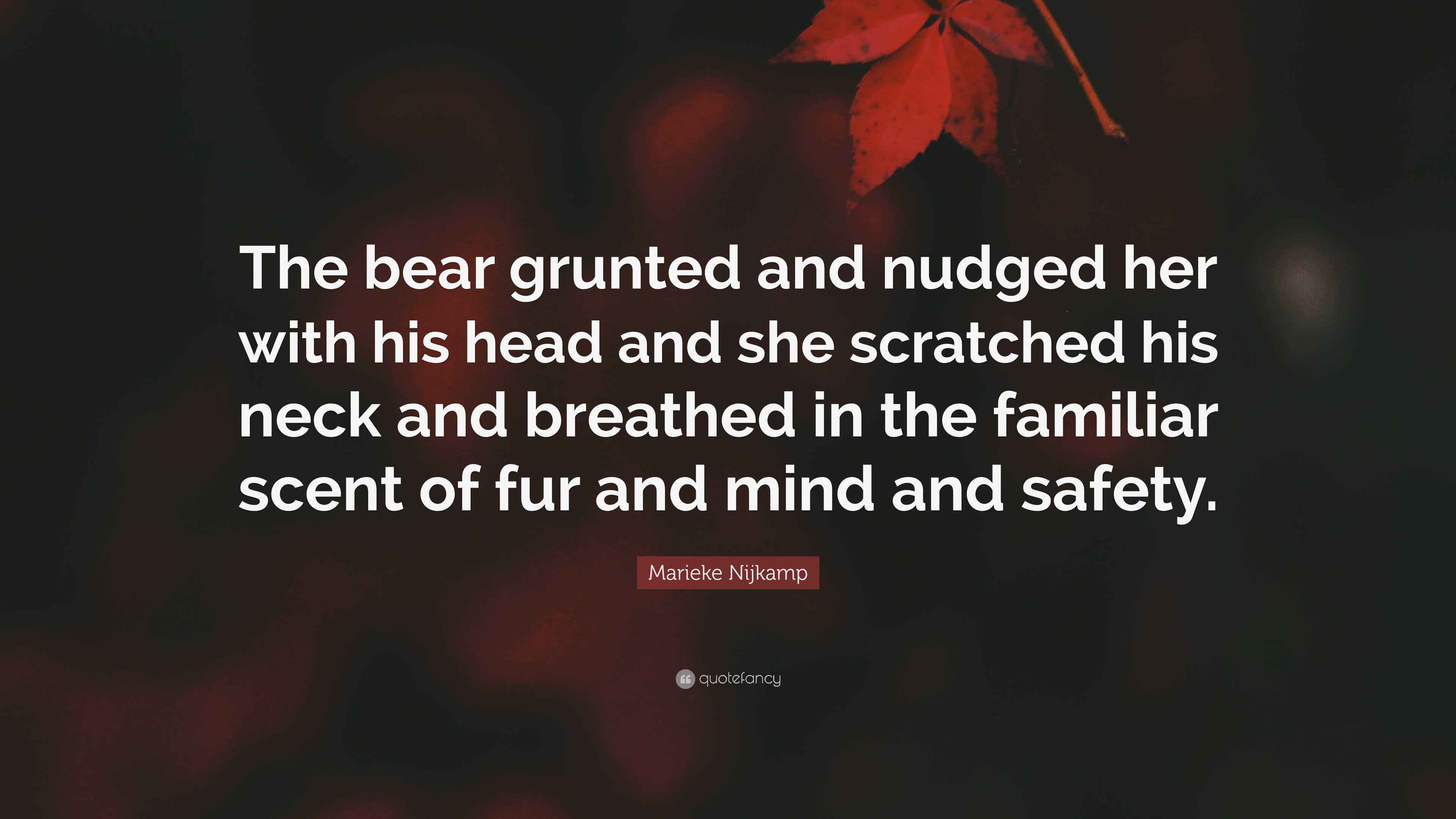 Marieke Nijkamp Quote: “The bear grunted and nudged her with his head ...