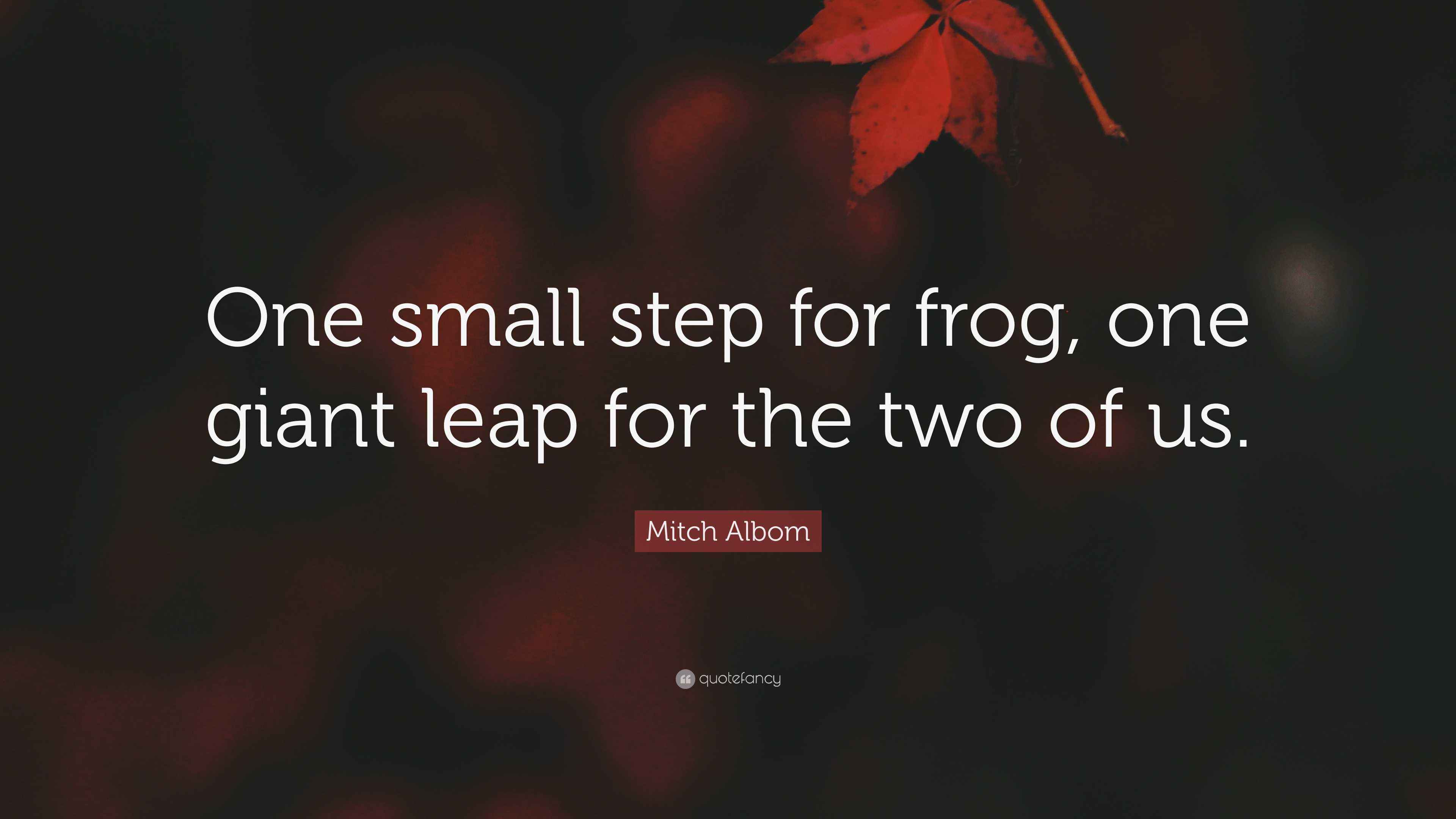 Mitch Albom Quote: “One small step for frog, one giant leap for the two ...