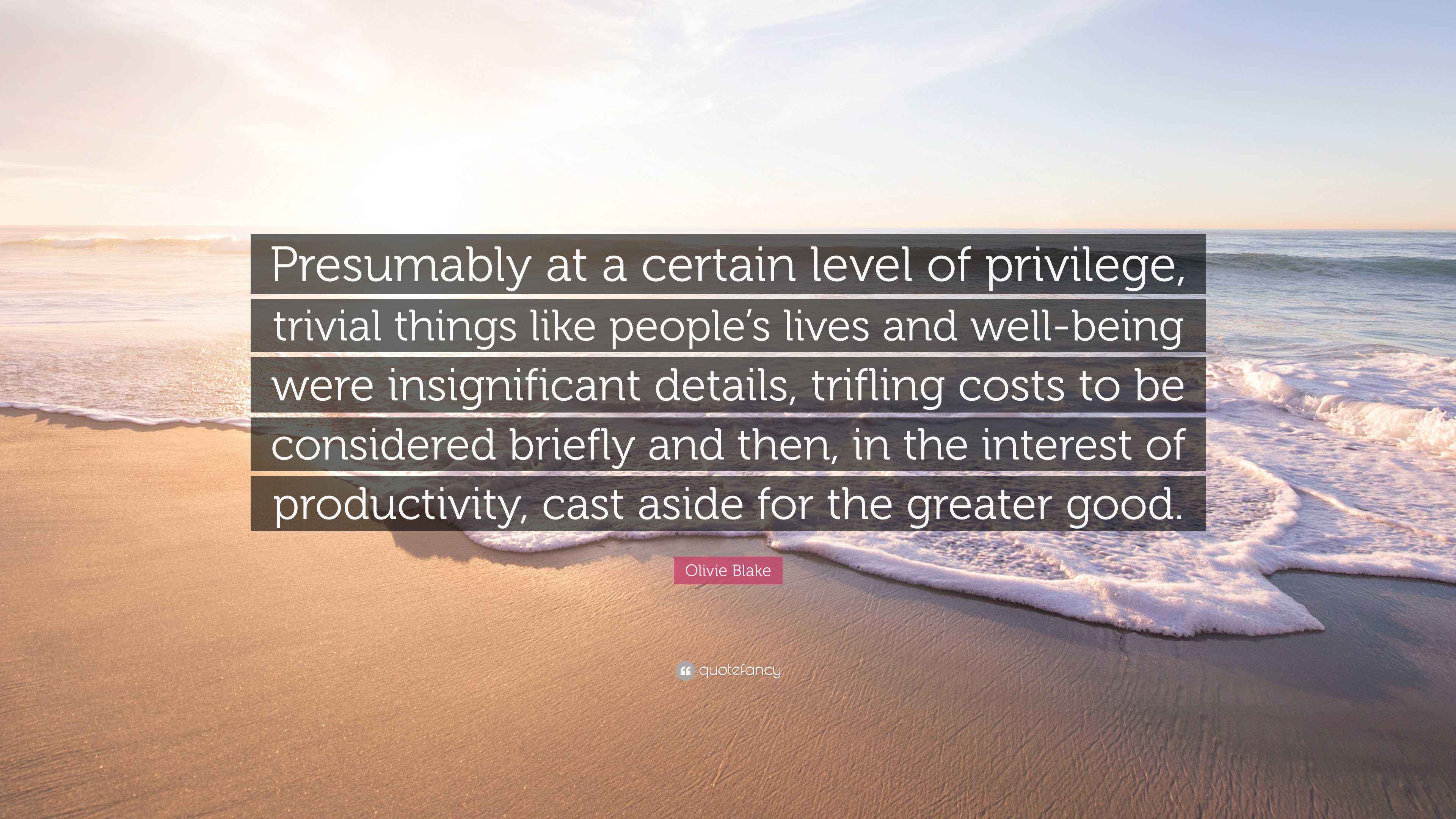 Olivie Blake Quote: “Presumably at a certain level of privilege ...