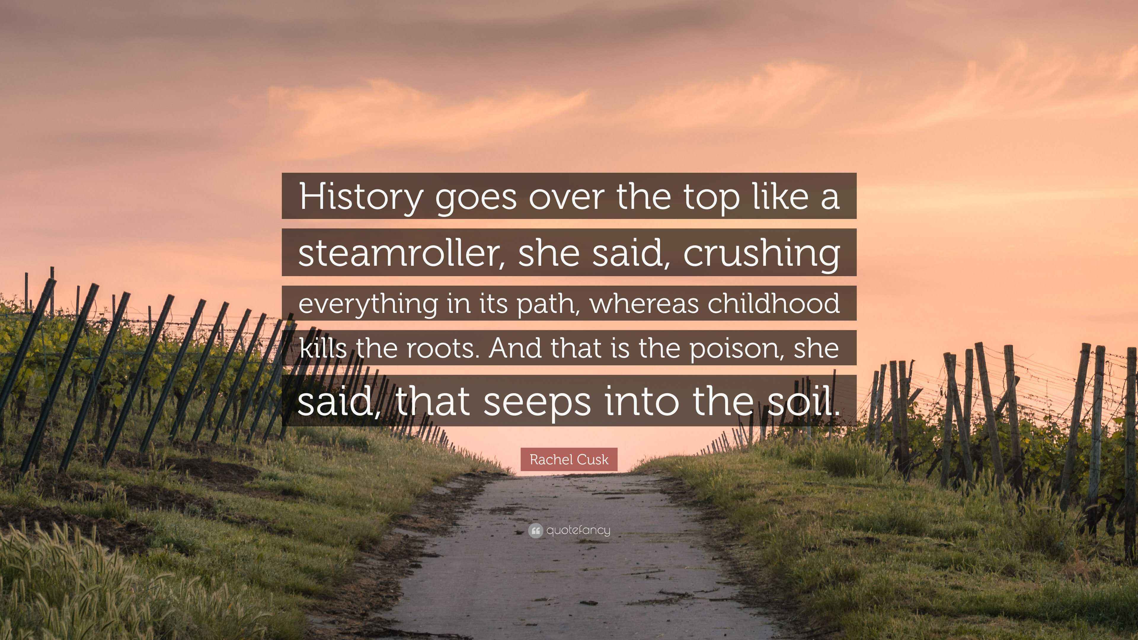 Rachel Cusk Quote: “History goes over the top like a steamroller, she ...