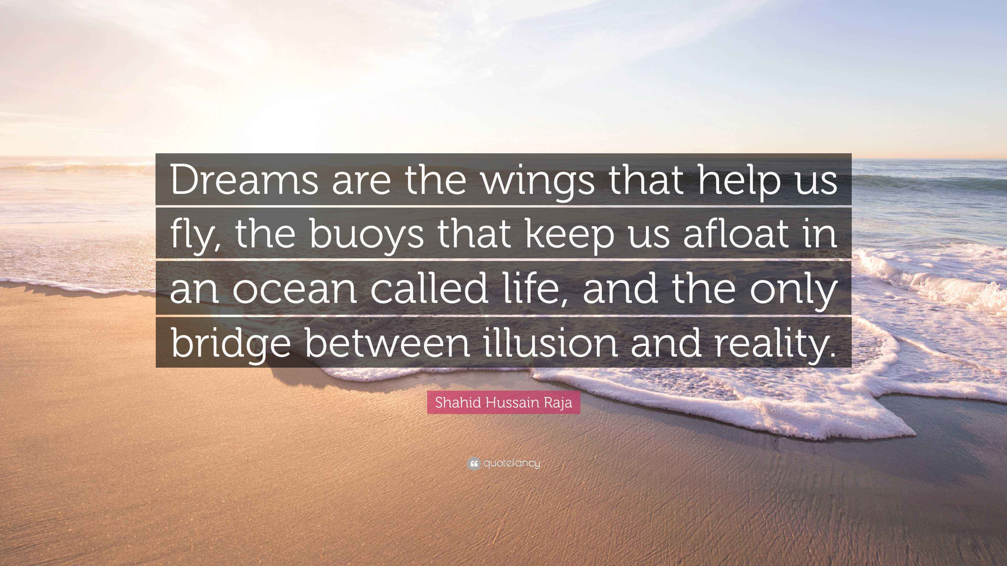 Shahid Hussain Raja Quote: “Dreams are the wings that help us fly, the ...