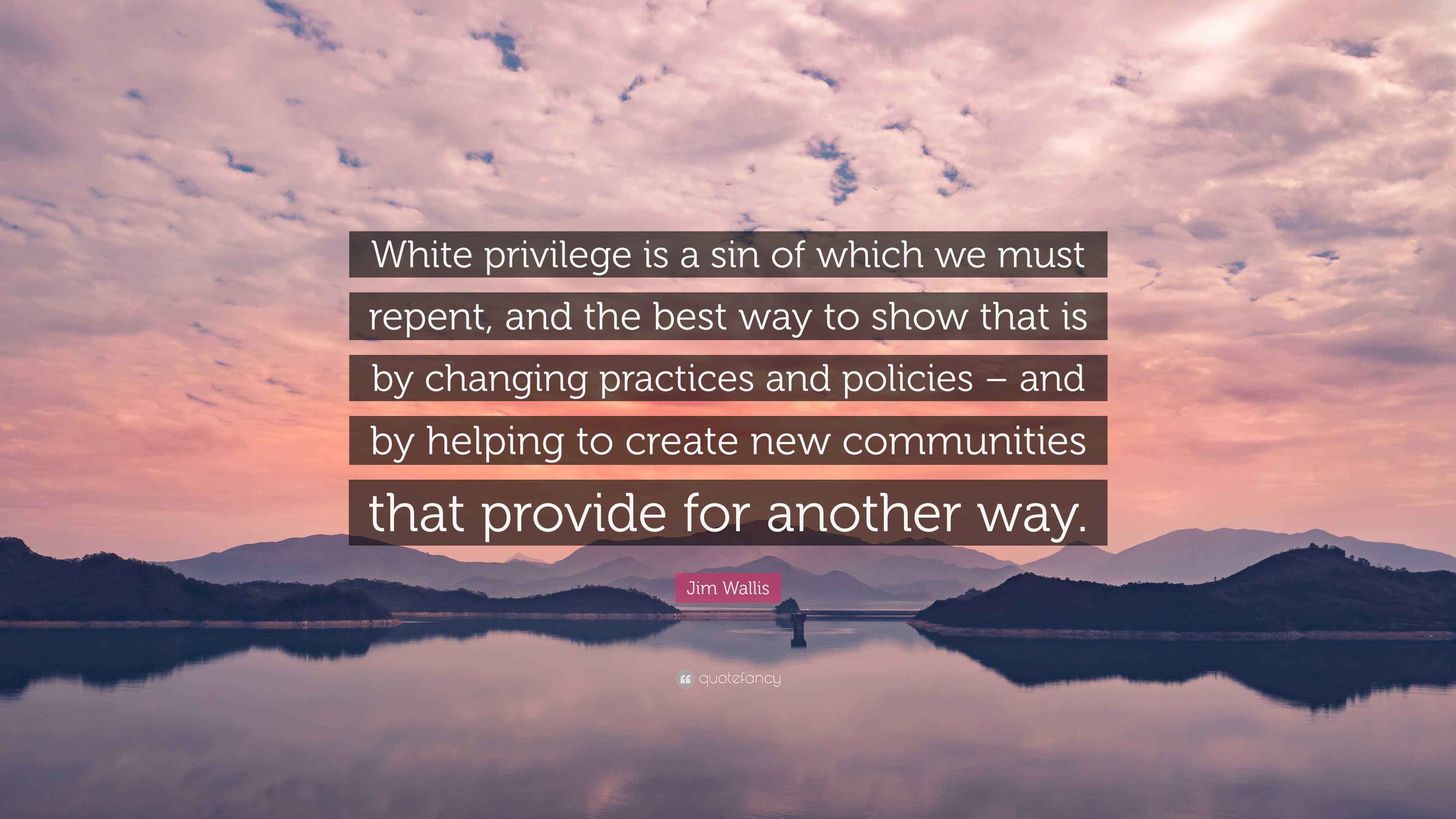 Jim Wallis Quote: “White privilege is a sin of which we must repent ...