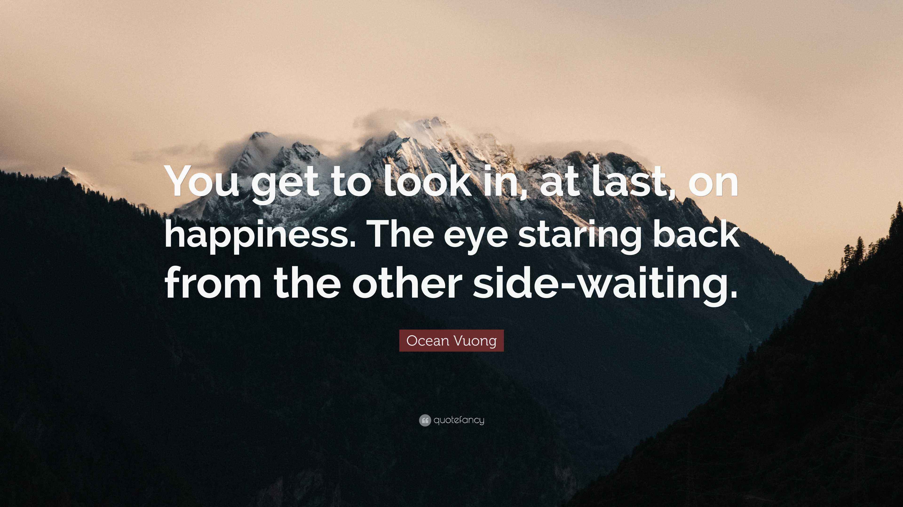 Ocean Vuong Quote: “You get to look in, at last, on happiness. The eye ...