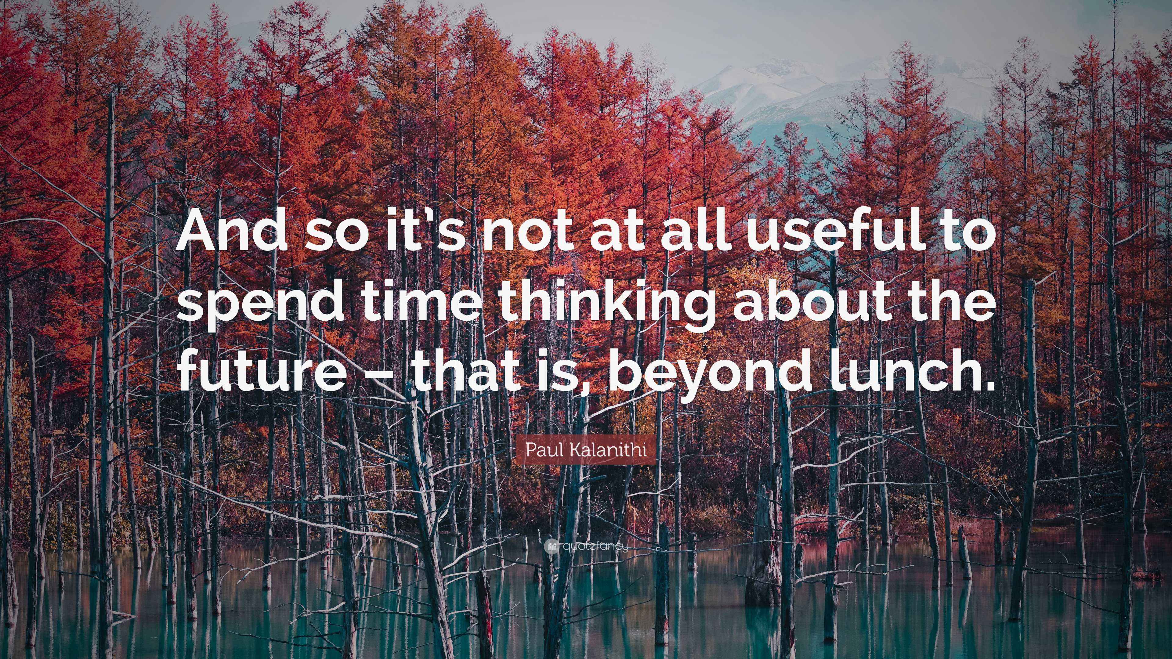 Paul Kalanithi Quote: “And so it’s not at all useful to spend time ...
