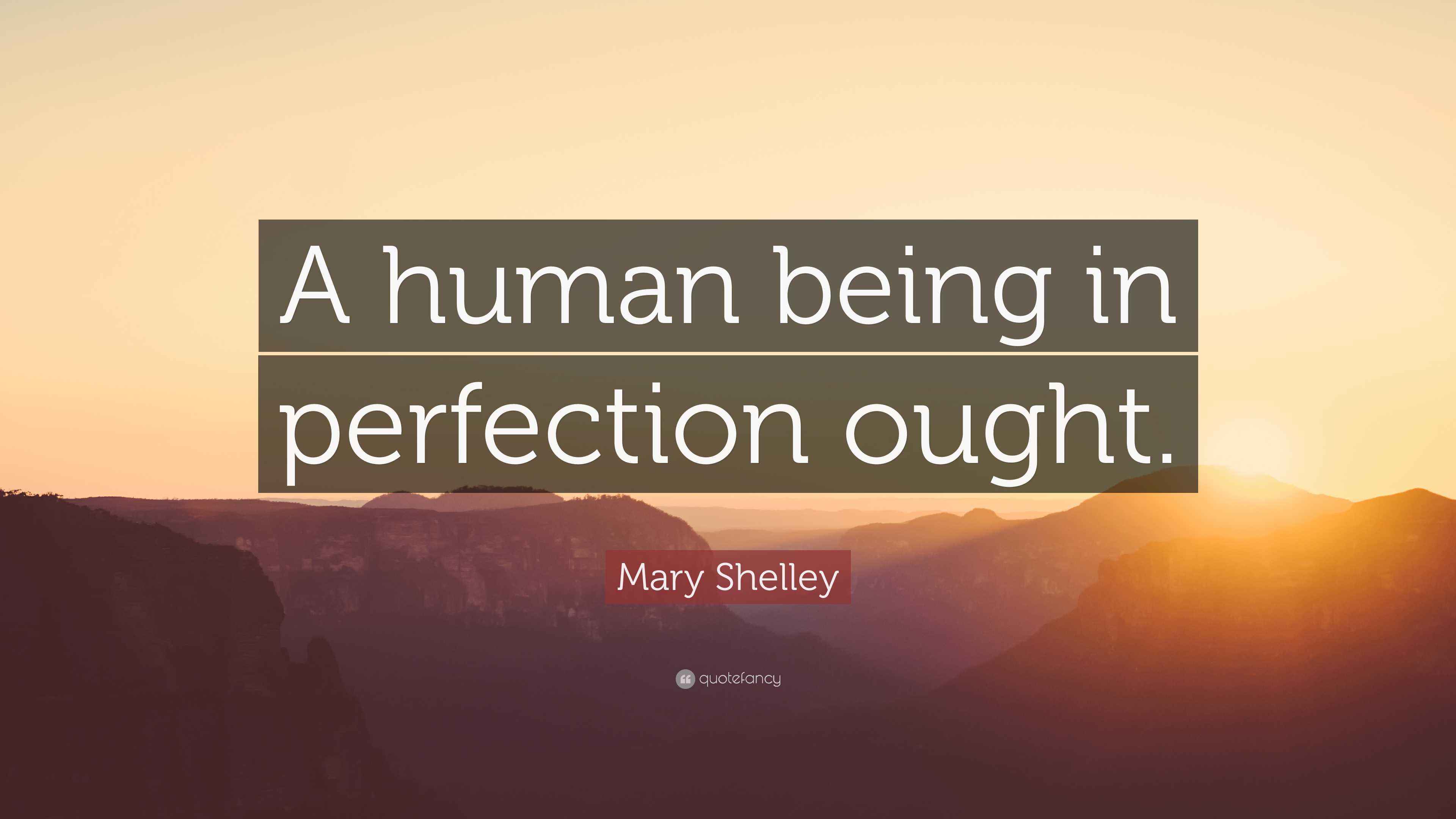 Mary Shelley Quote: “A human being in perfection ought.”