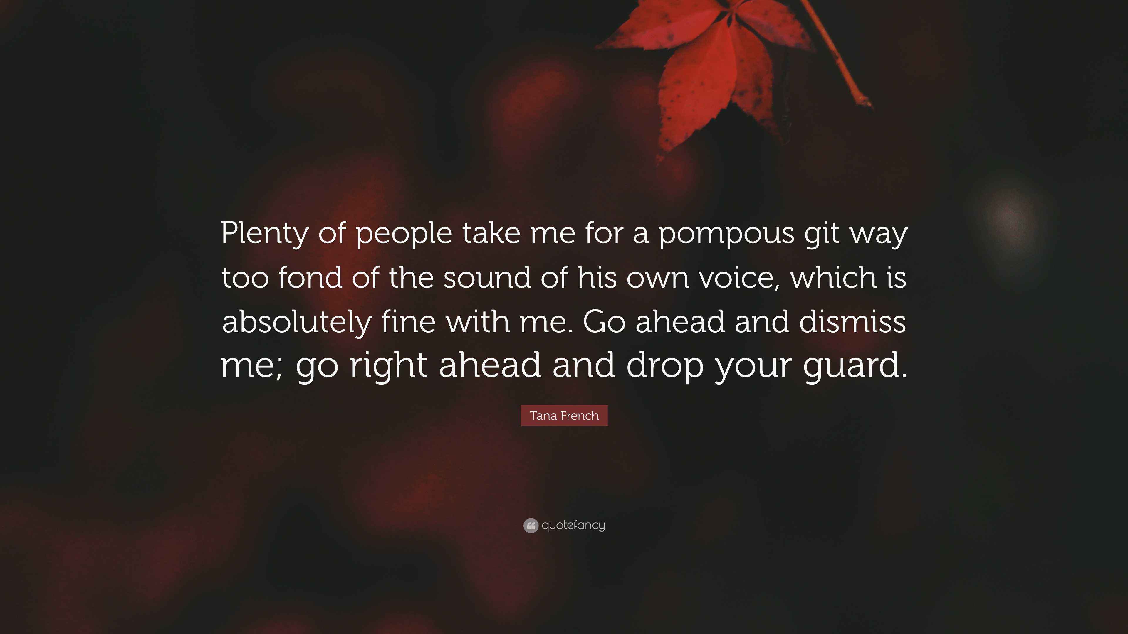 Tana French Quote: “Plenty of people take me for a pompous git way too ...