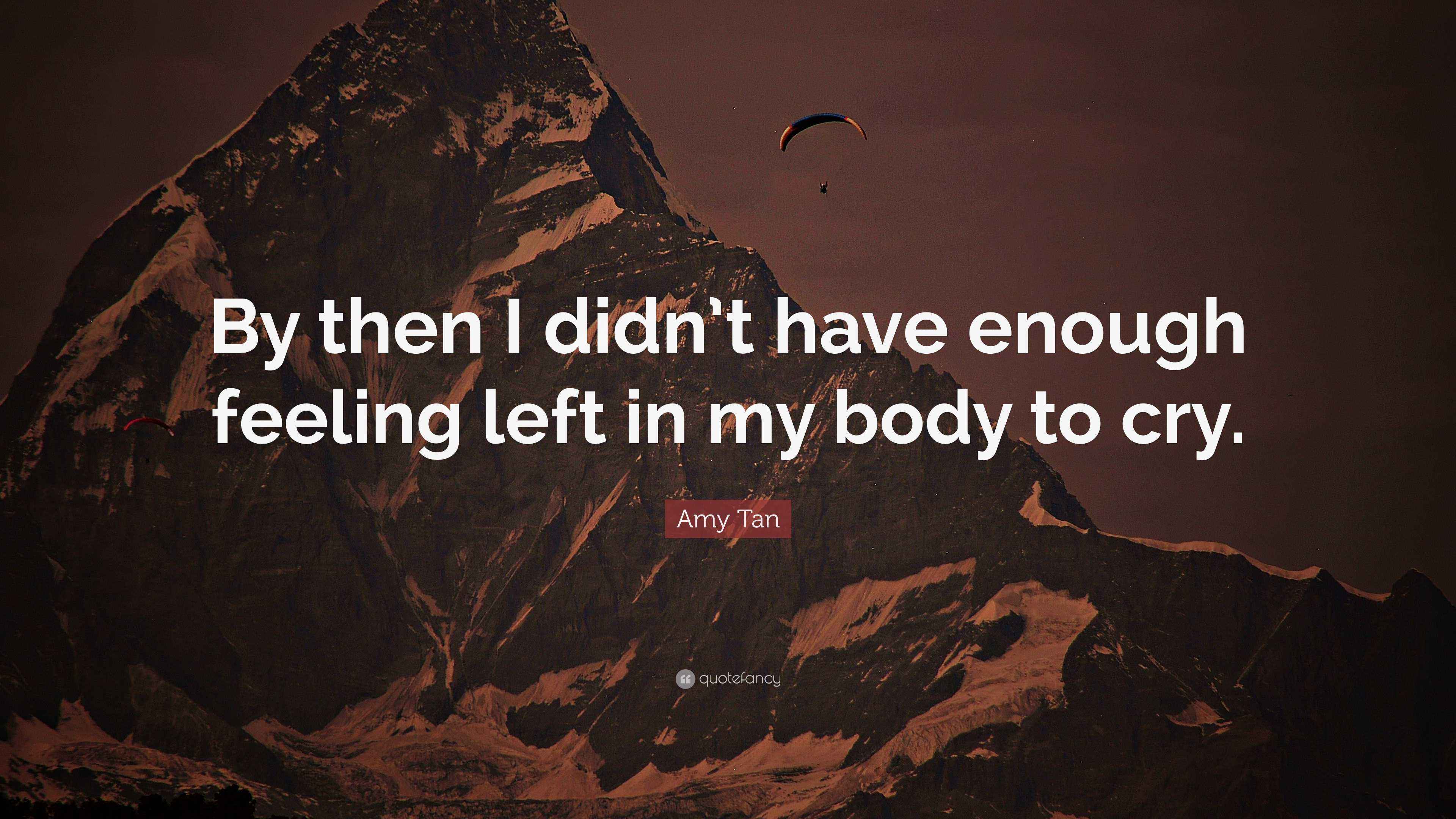 Amy Tan Quote: “By then I didn’t have enough feeling left in my body to ...