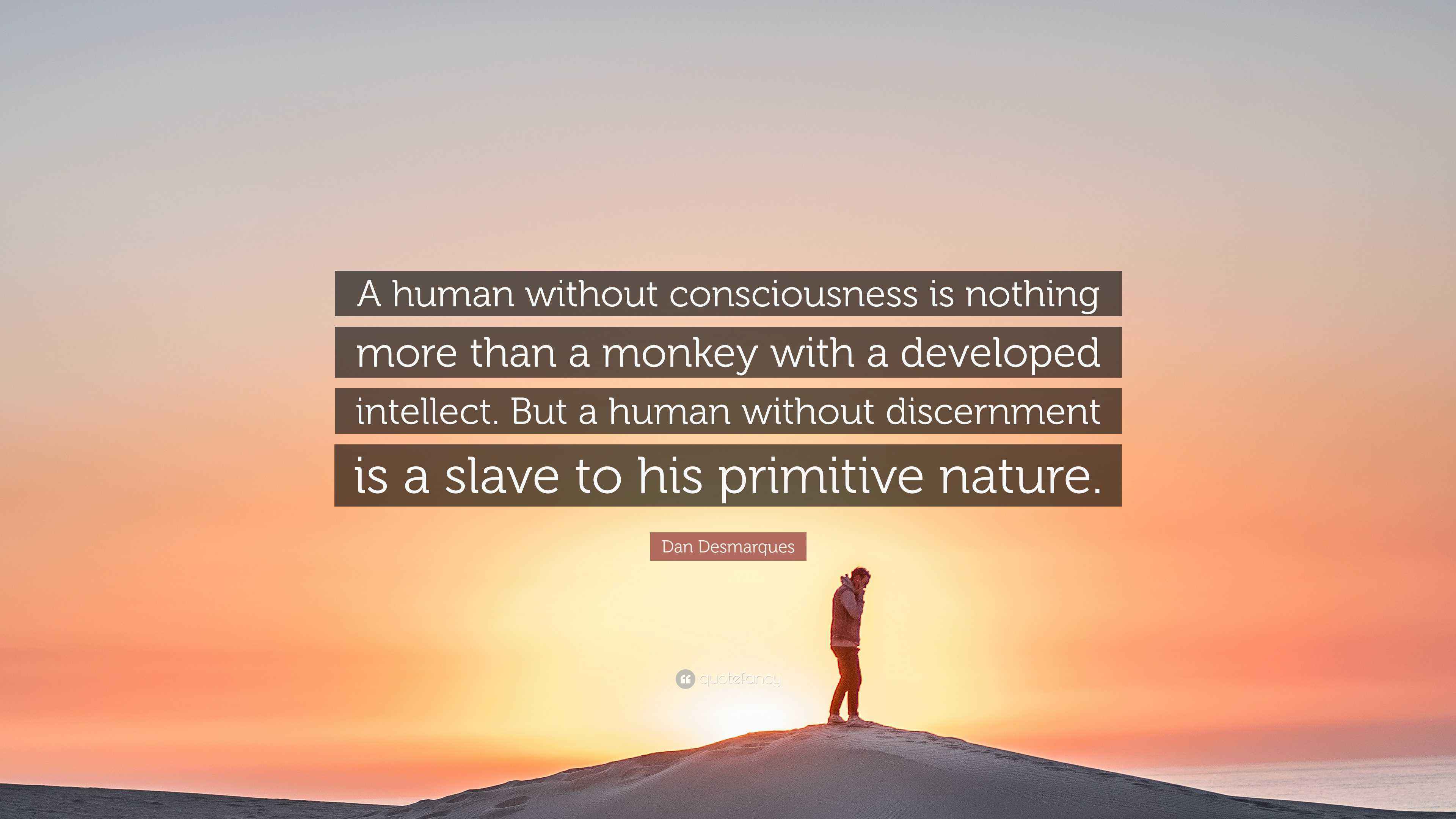 Dan Desmarques Quote: “A human without consciousness is nothing more ...