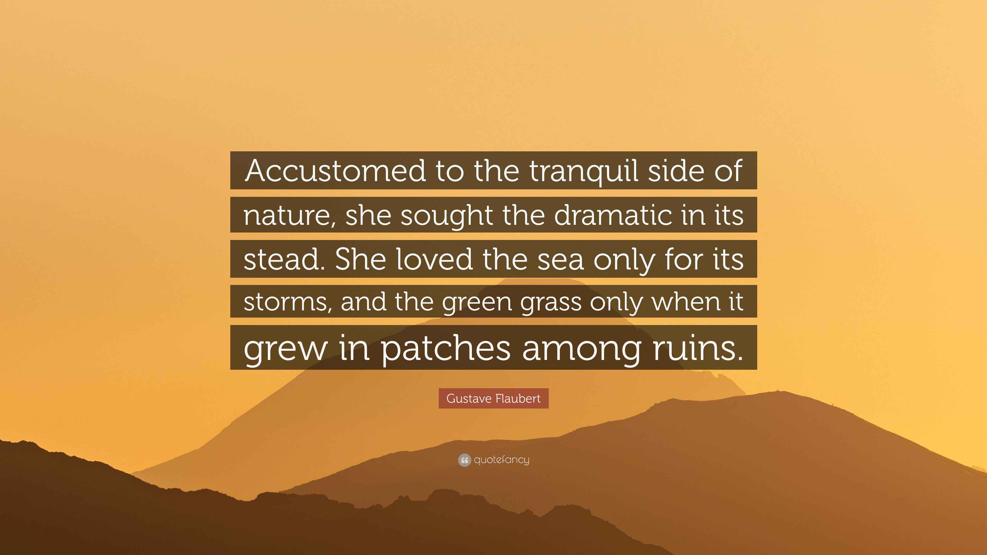 Gustave Flaubert Quote: “Accustomed to the tranquil side of nature, she ...