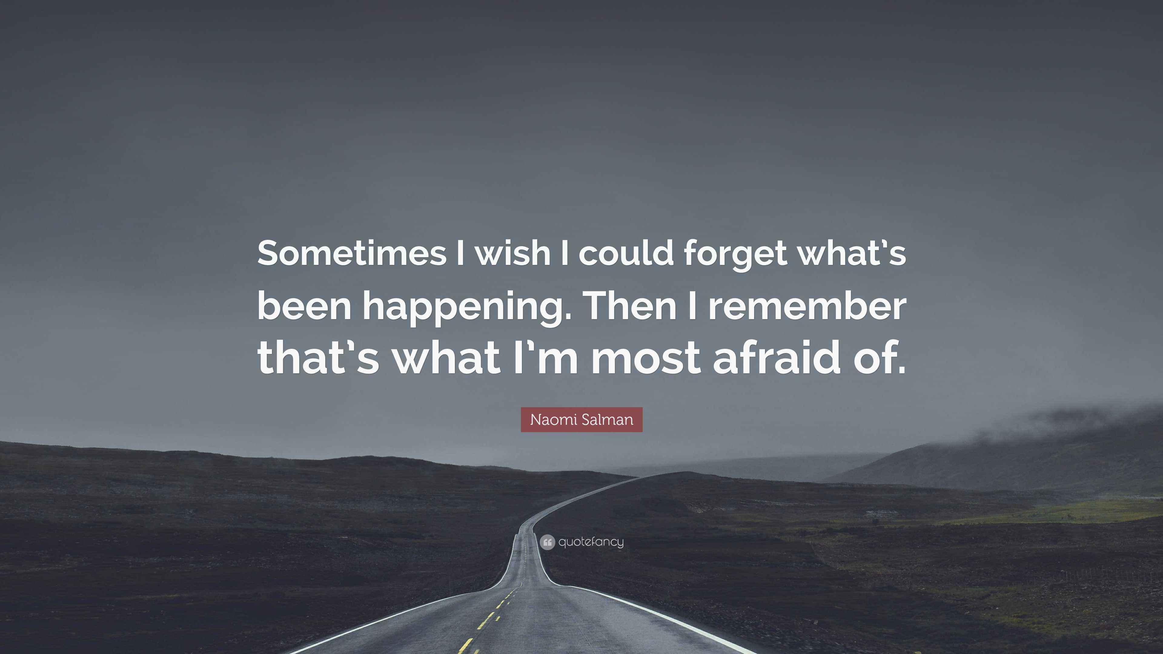 Naomi Salman Quote: “Sometimes I wish I could forget what’s been ...