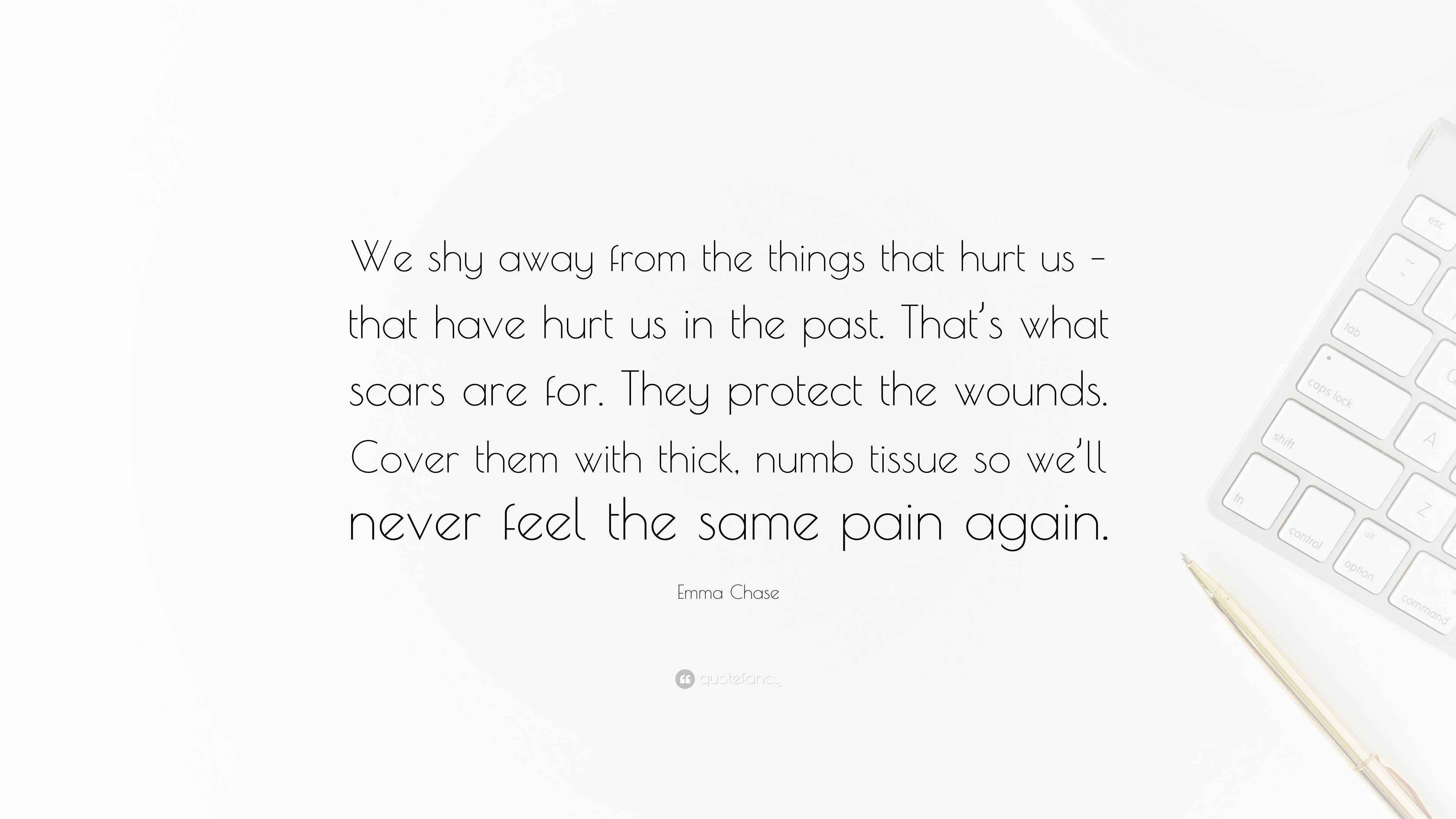 Emma Chase Quote: “We shy away from the things that hurt us – that have ...