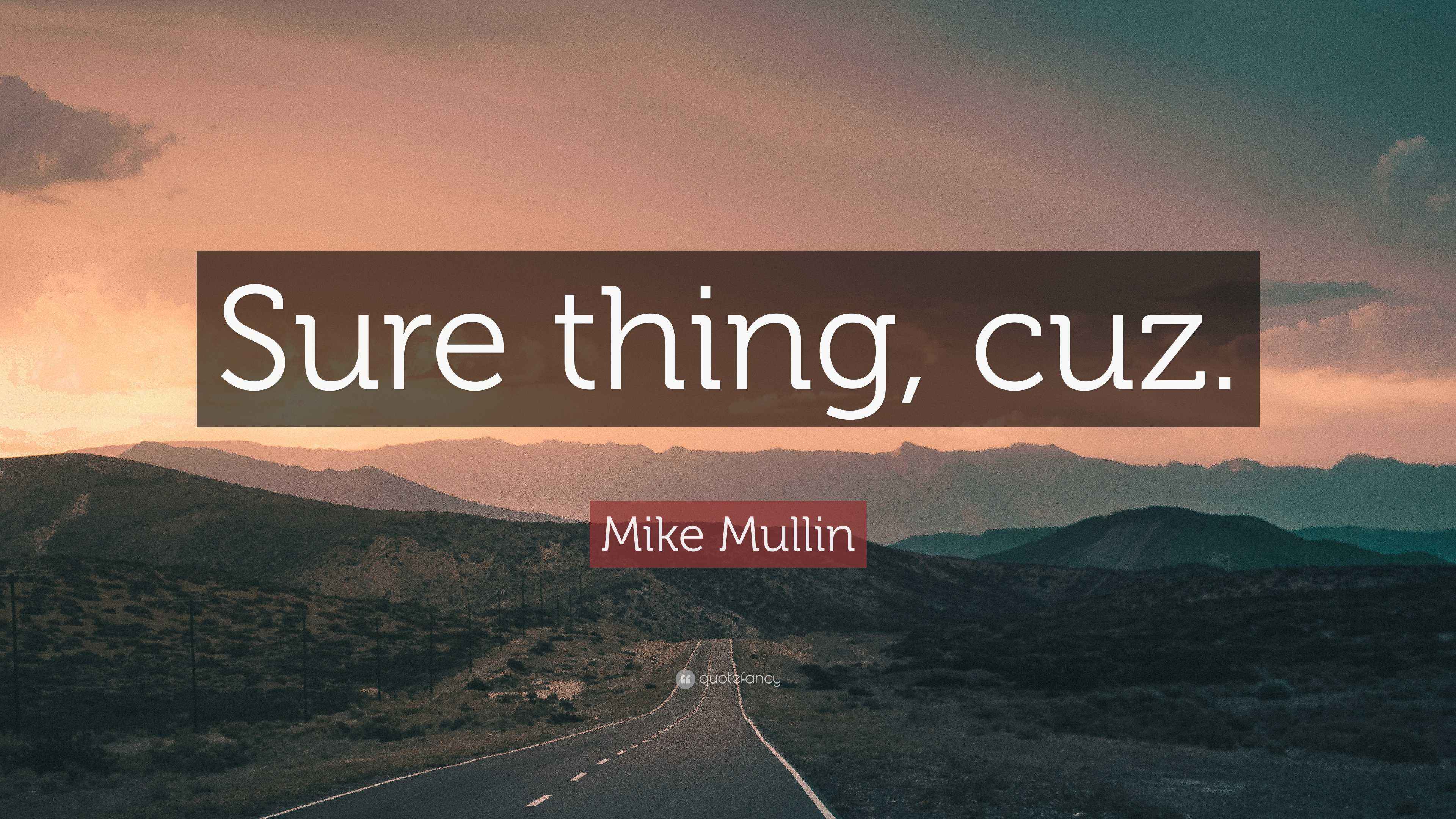 Mike Mullin Quote: “Sure thing, cuz.”
